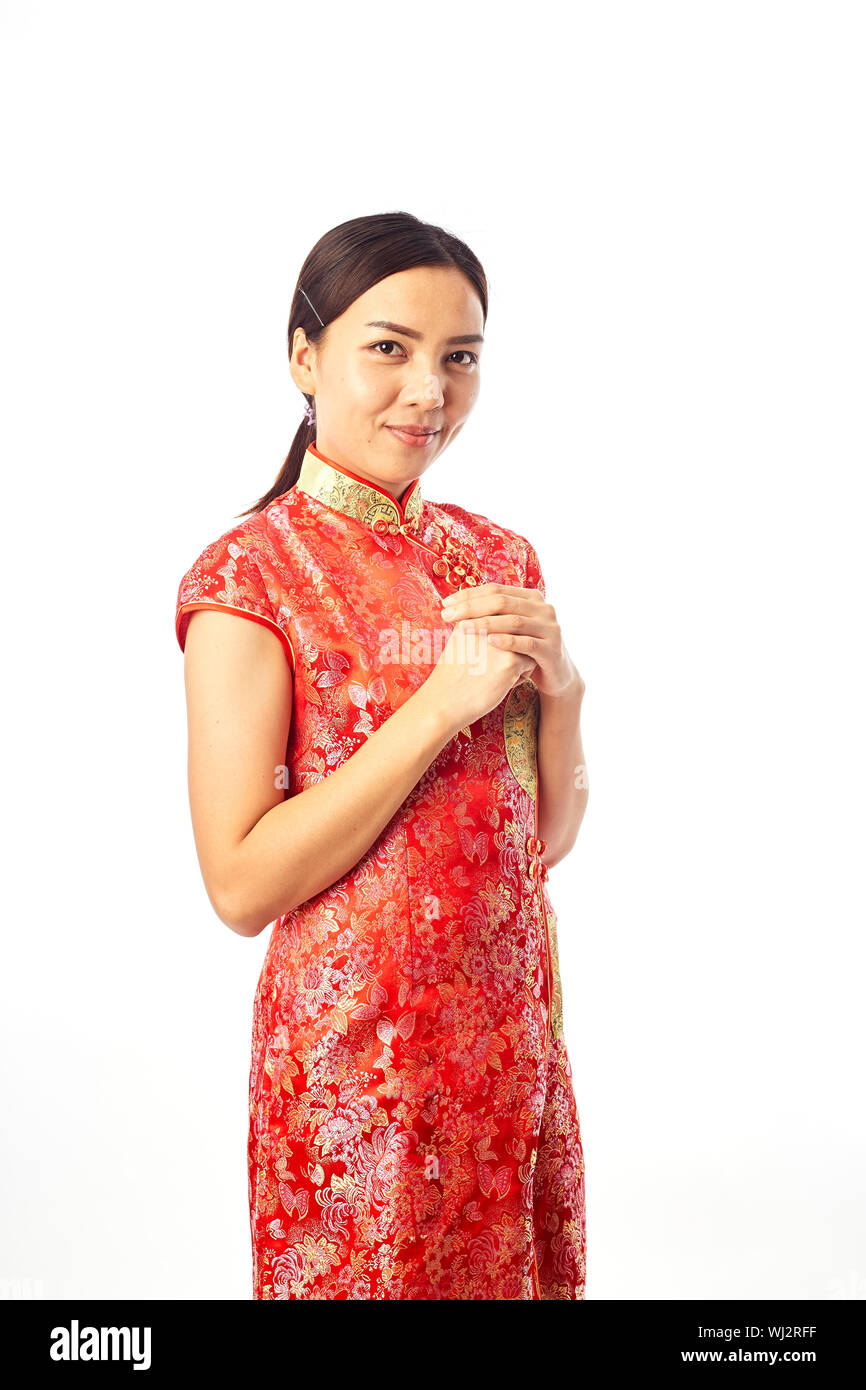 Red dressed woman hi-res stock photography and images - Alamy