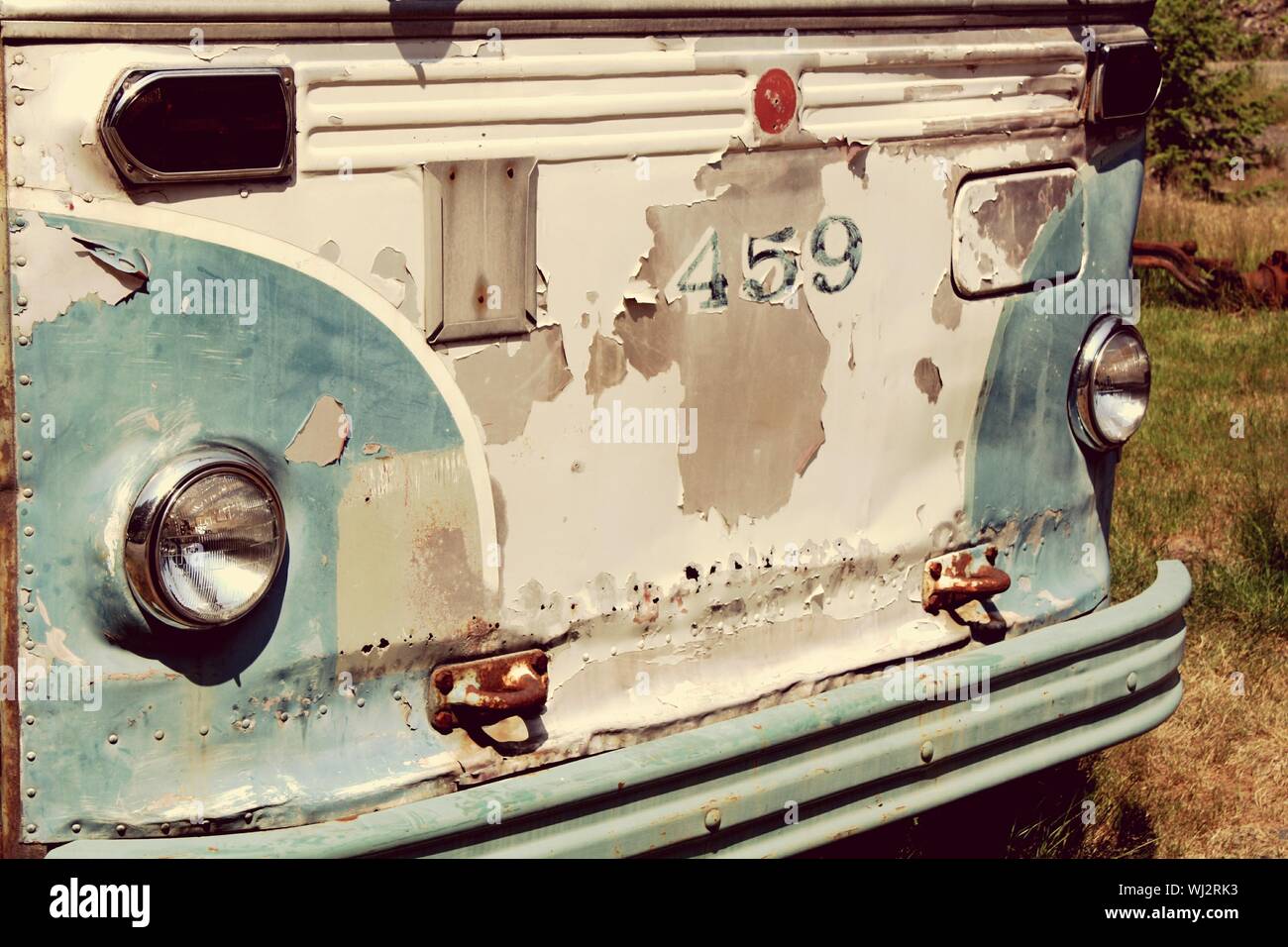 Number On Old Damaged Bus Stock Photo - Alamy