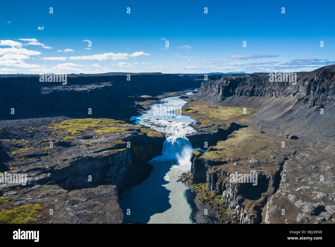 Hafragilsfoss waterfall is part of the never-ending glacier river ...