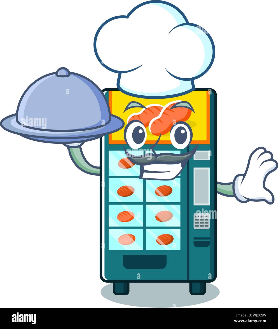 Chef with food bakery vending machine in a mascot Stock Vector Image ...