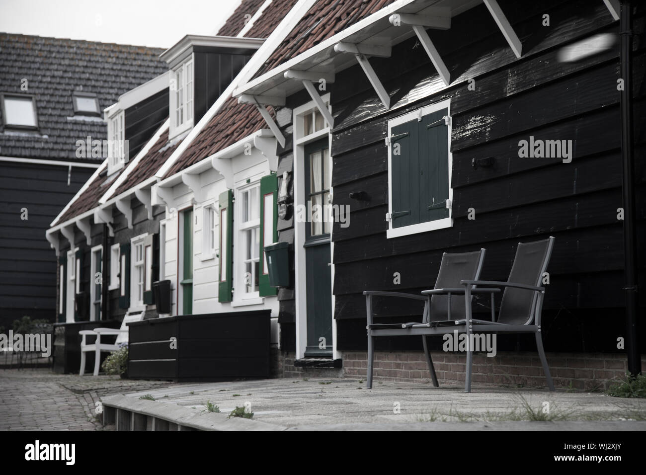 Traditional houses in Holland town Volendam, Netherlands Stock Photo ...