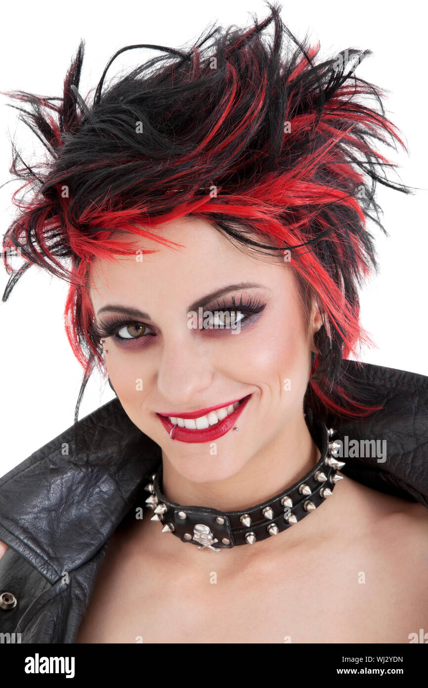 Portrait of beautiful young punk woman with spiked hair Stock Photo - Alamy