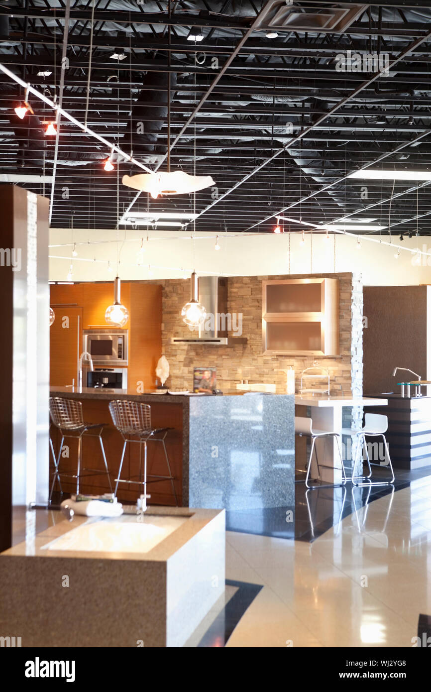 Model of contemporary kitchen in store Stock Photo - Alamy