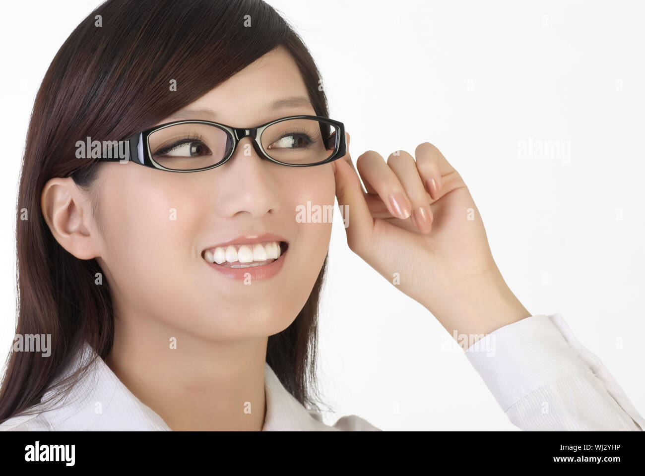 Smart business woman face, closeup portrait of oriental office lady ...