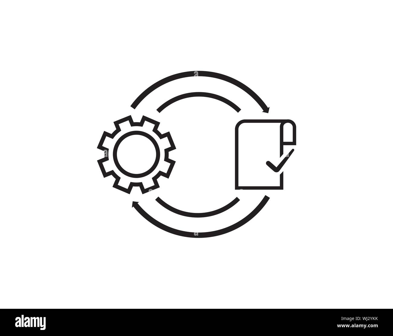 Document settings linear icon. Thin line illustration. Text paper with ...