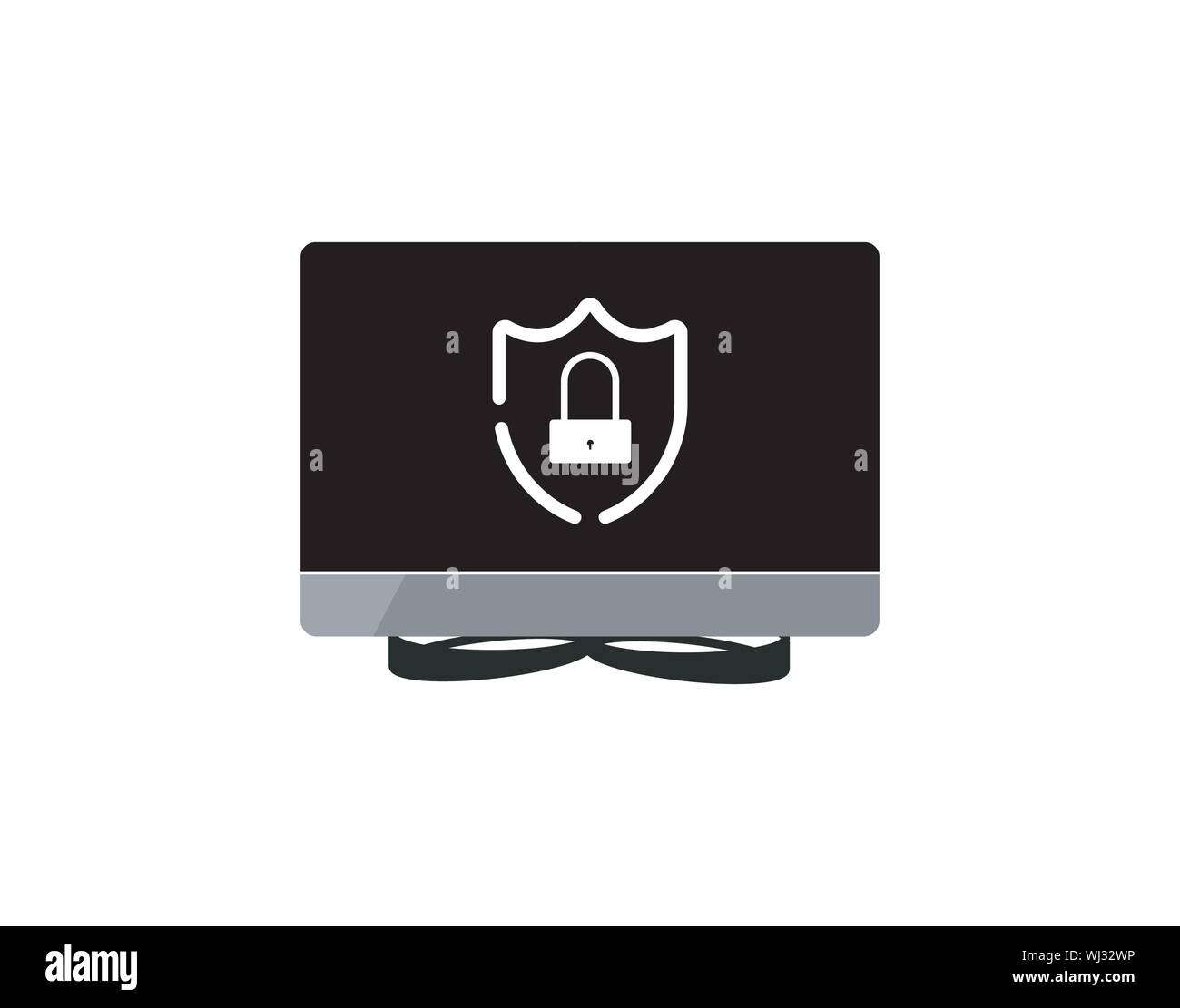 Computer protection. Creative flat illustration and flat design graphic ...