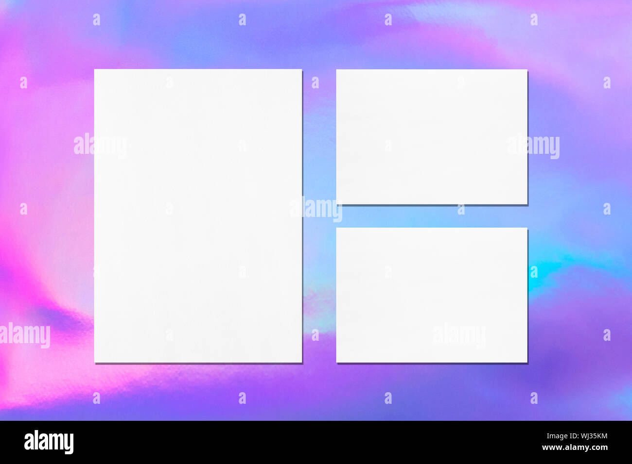 One empty white vertical a4 sized poster and two a5 sized horizontal ...