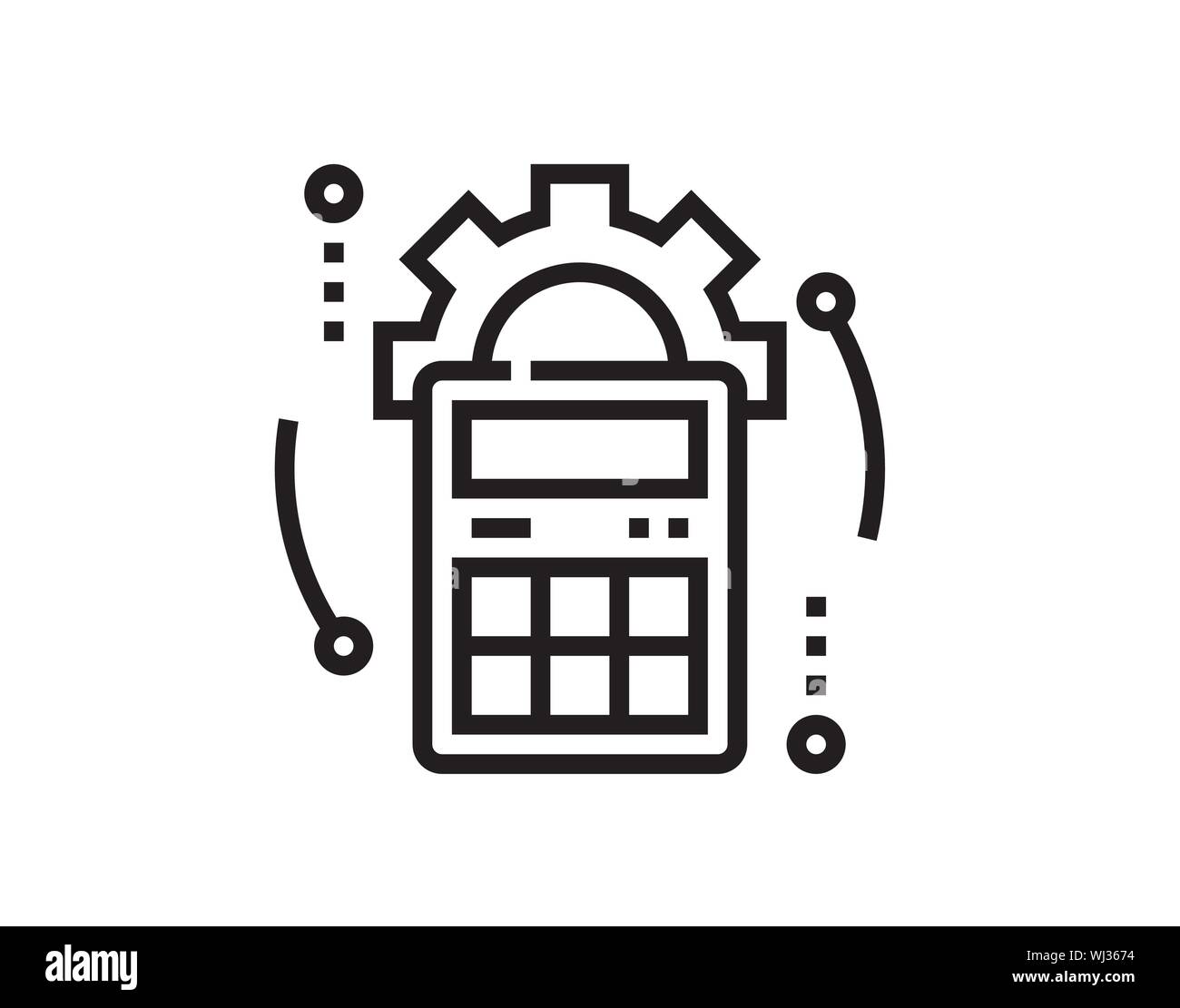 Calculator and gear outline icon. linear style sign for mobile concept ...
