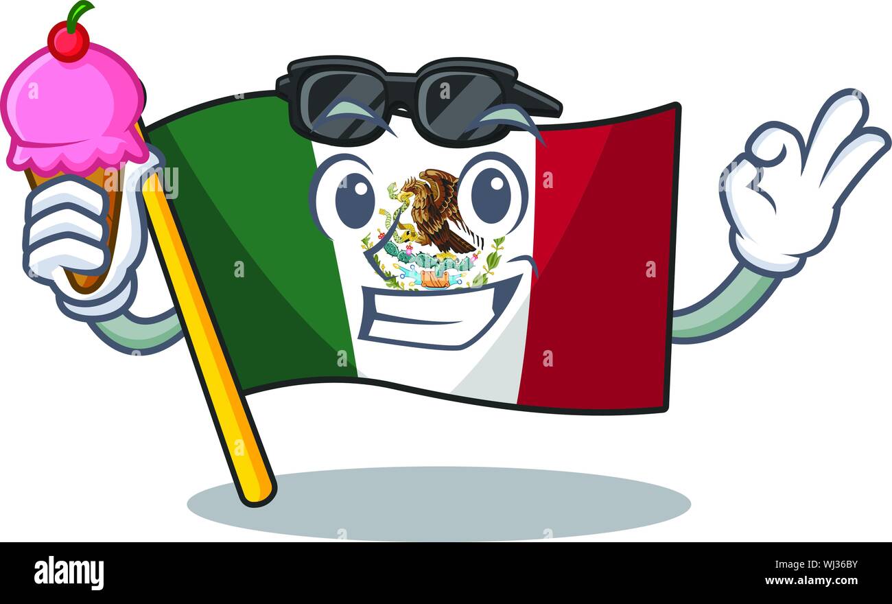 With ice cream flag mexico character in mascot shaped Stock Vector ...
