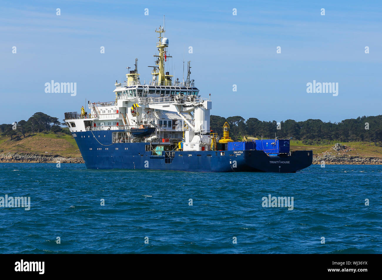 Trinity House’s ship the THV Galatea, with buoy handling, wreck marking ...