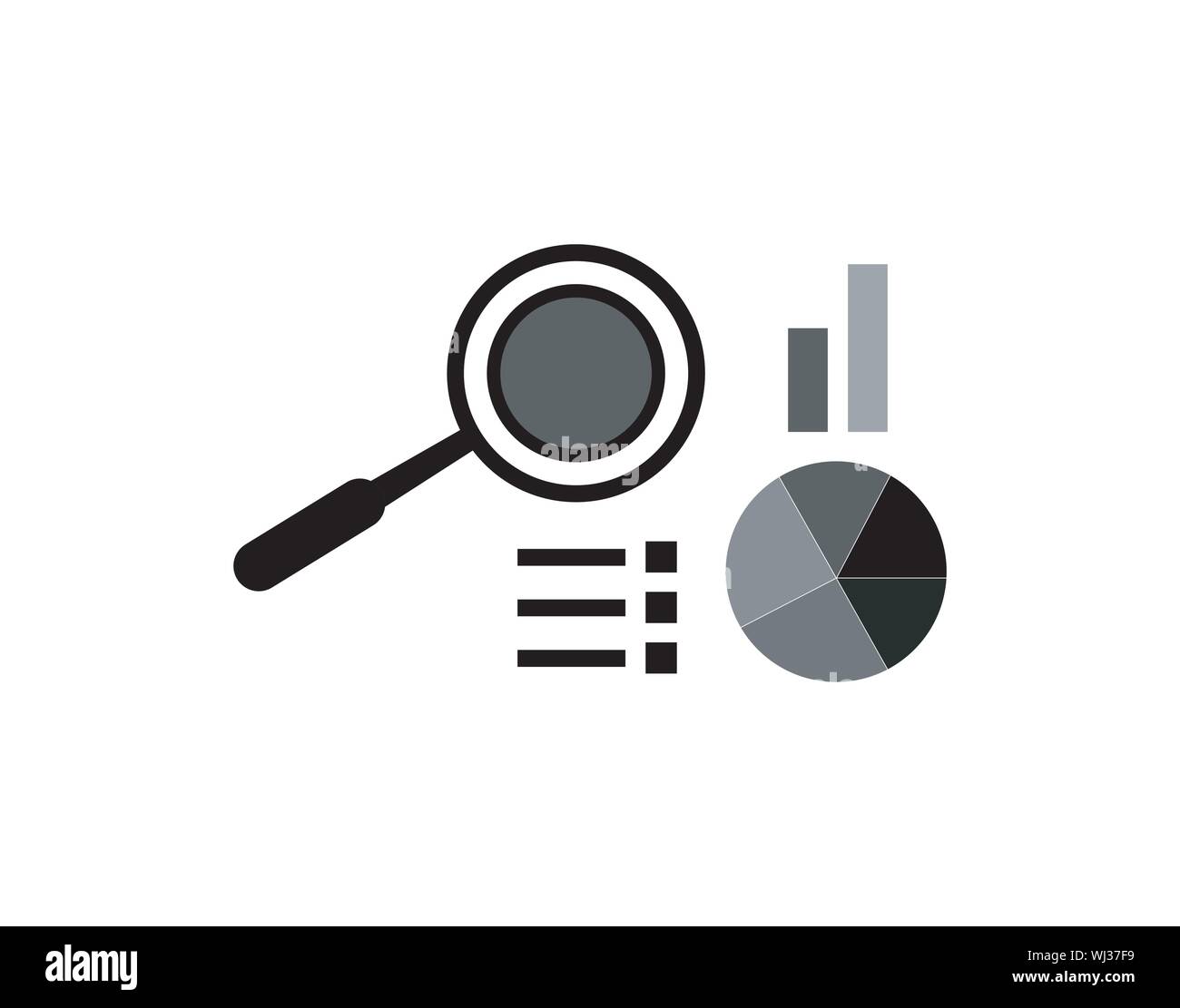 Marketing data analytics, analyzing statistics chart, magnifying glass ...