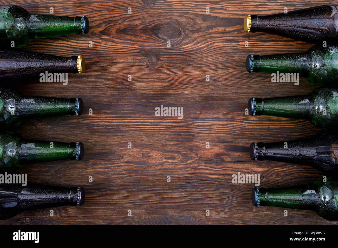 Row craft beer bottles table hi-res stock photography and images - Alamy