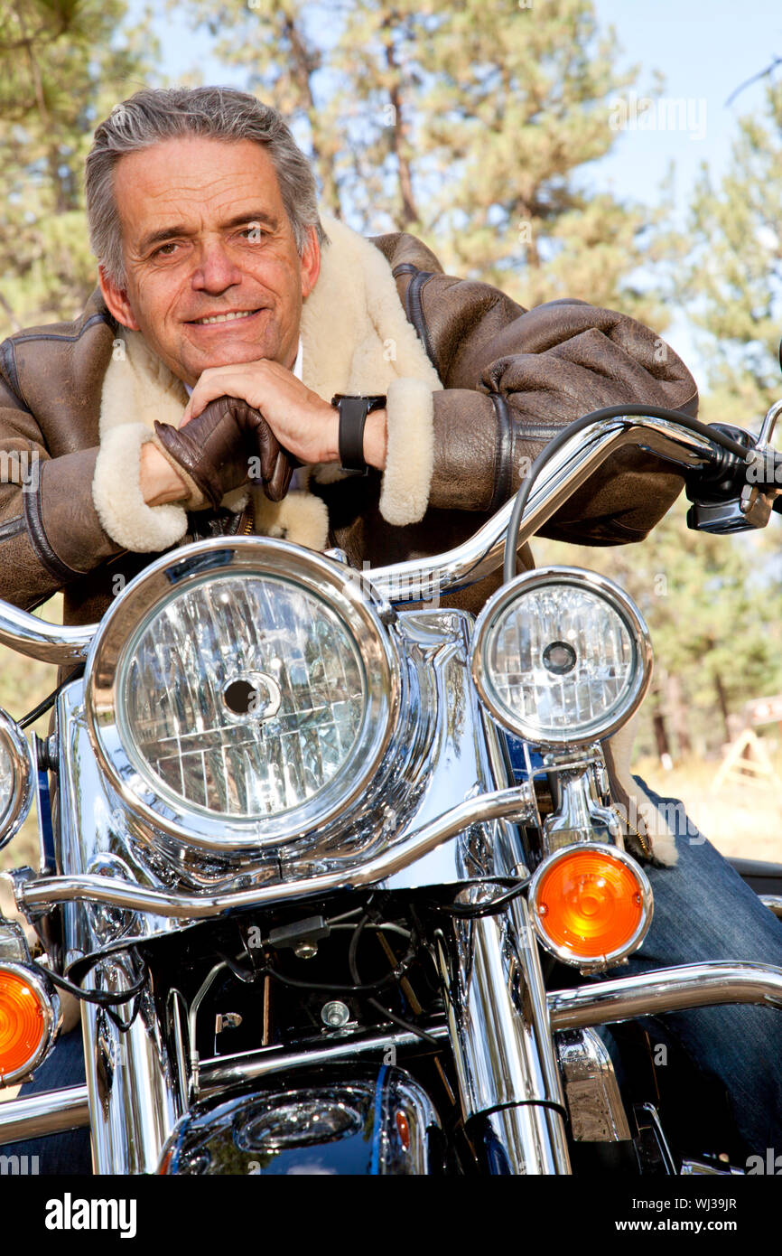 Senior man sitting on motorcycle hi-res stock photography and images ...