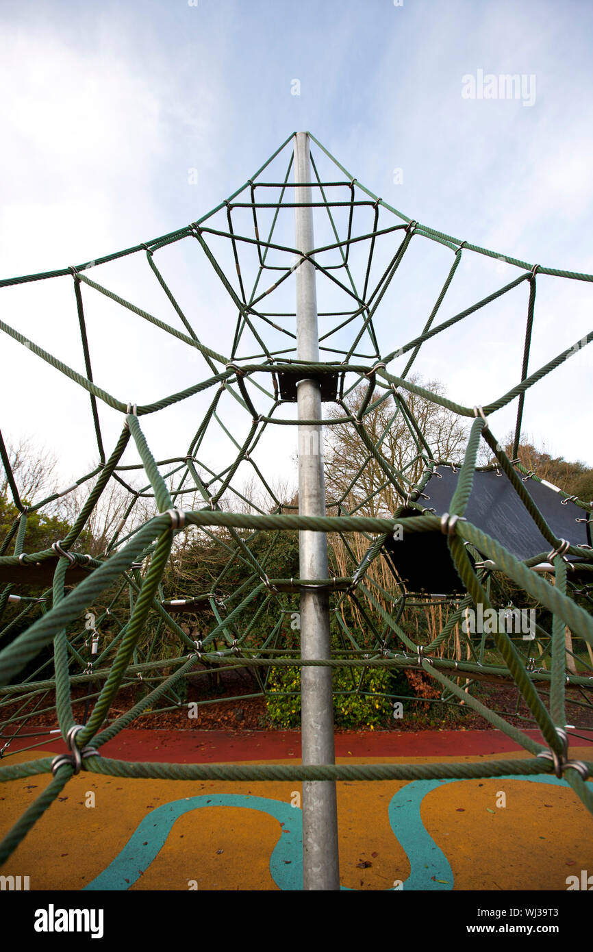 Cable climbing frame in playground Stock Photo - Alamy
