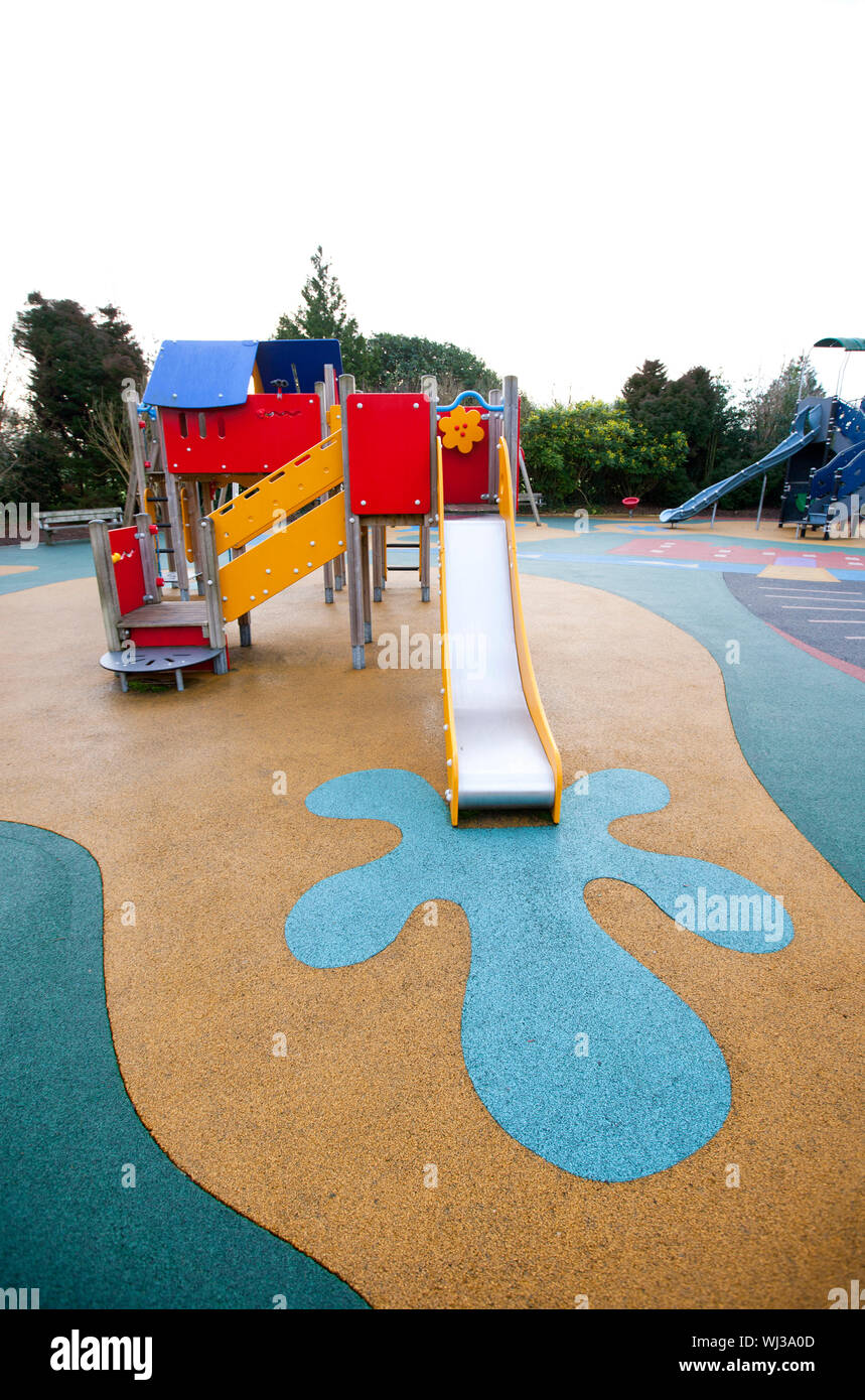 Wide view of slide and painted splash at base Stock Photo - Alamy