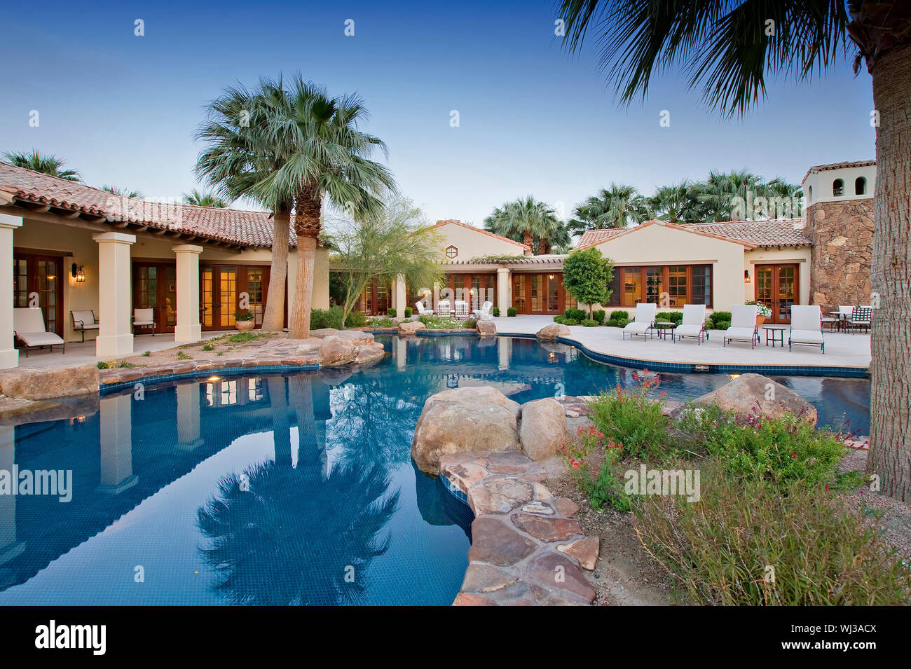 House Exterior with swimming pool Stock Photo - Alamy