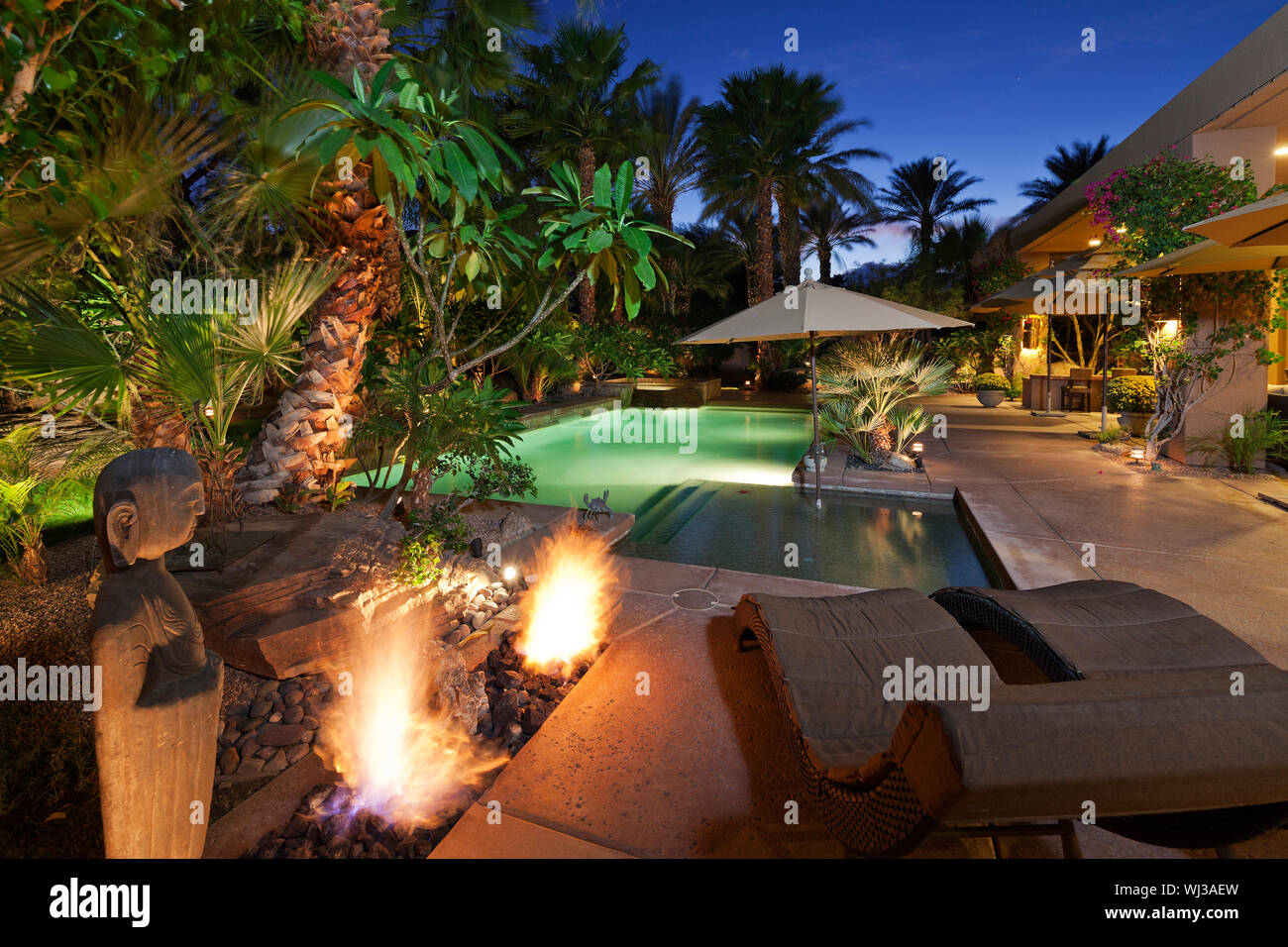 Luxury Villa at night time Stock Photo - Alamy