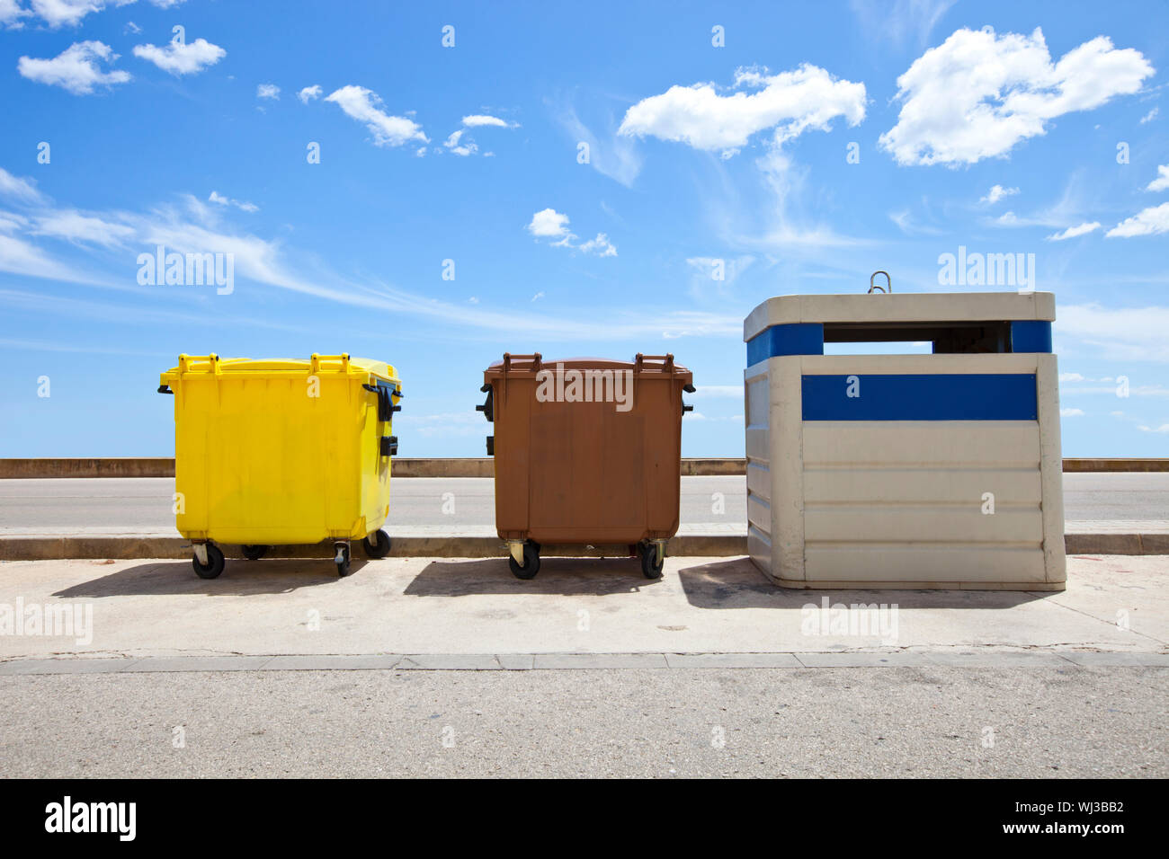 Recycling bins, Valencia Region, Spain Stock Photo - Alamy