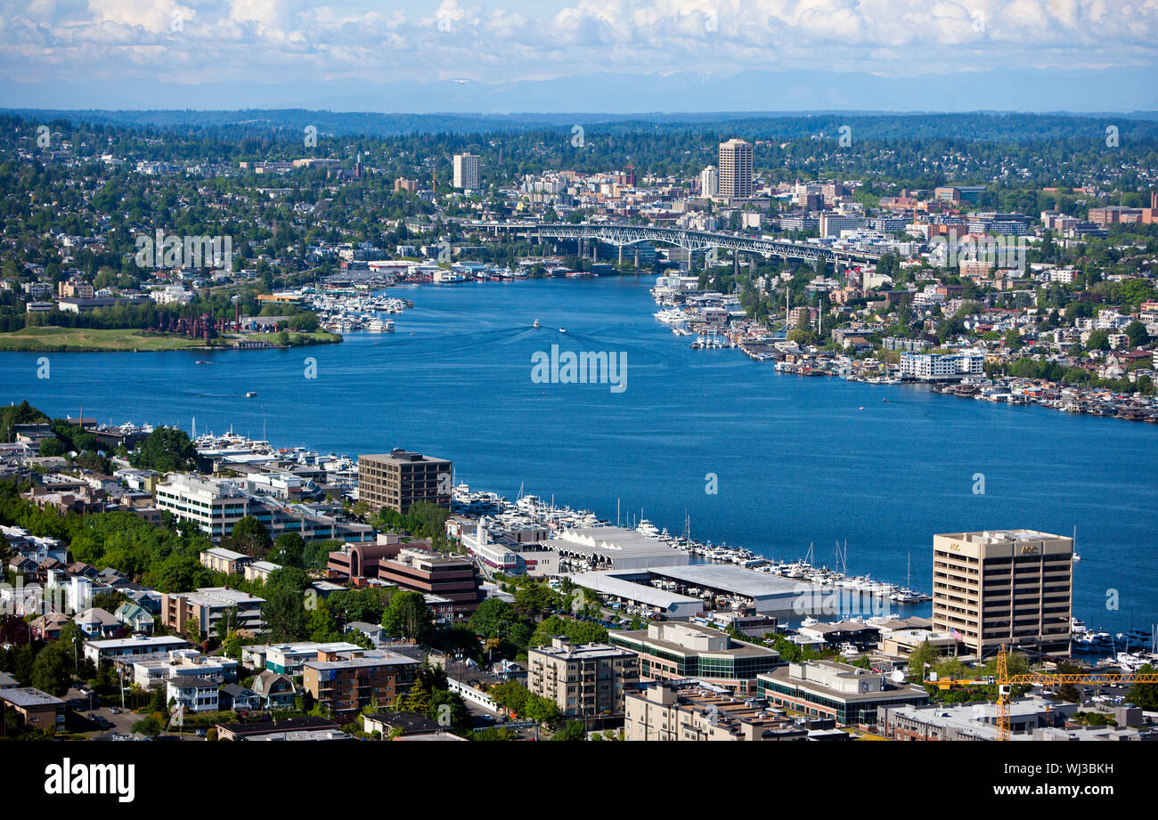 View of Pugent Sound from Space needle Stock Photo - Alamy