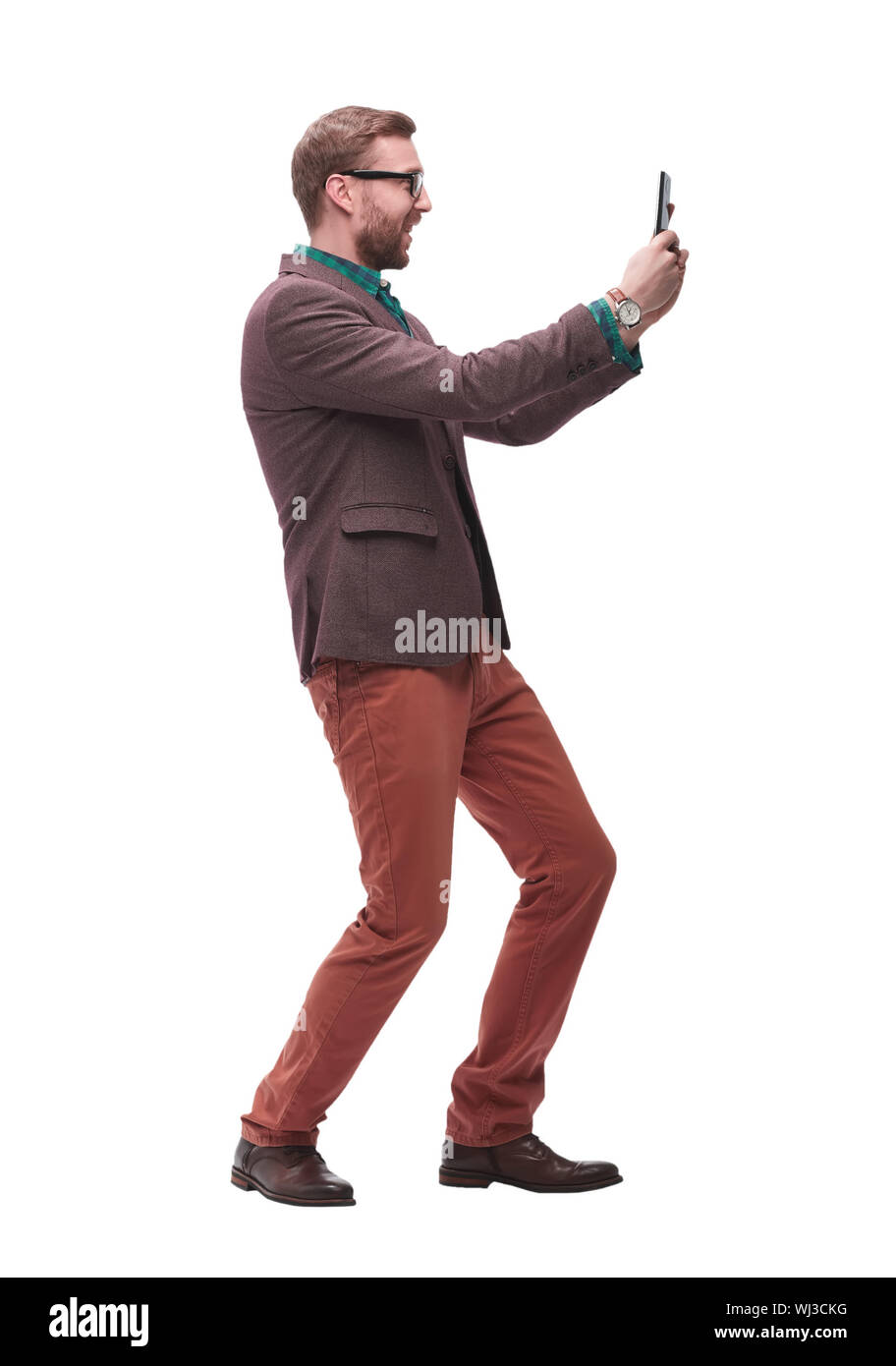 Portrait man in video Cut Out Stock Images & Pictures - Alamy