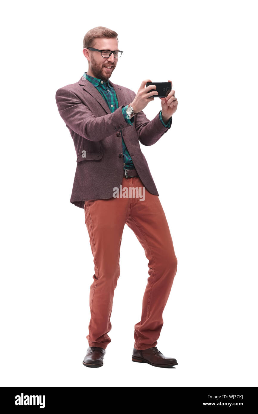 Portrait man in video Cut Out Stock Images & Pictures - Alamy