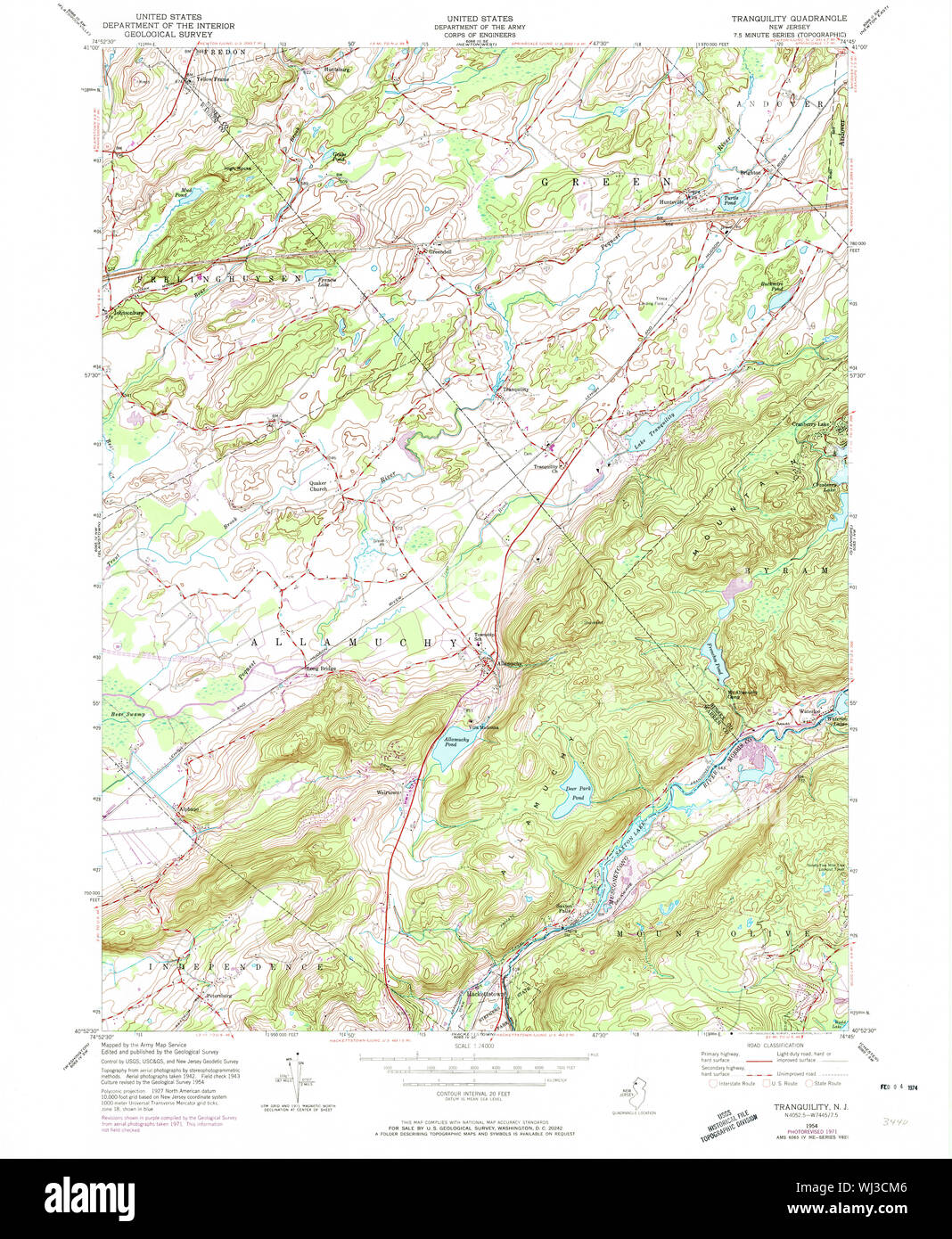 USGS TOPO Map New Jersey NJ Tranquility 254922 1954 24000 Restoration ...
