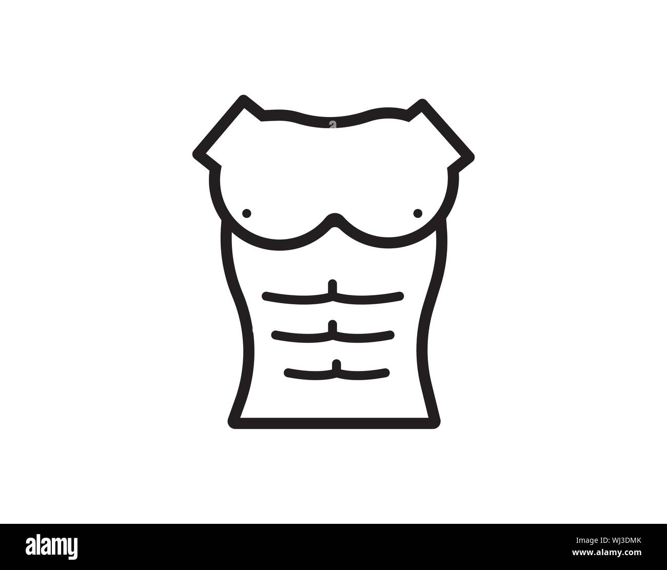 washboard abs. linear icon. male torso. Line with editable stroke Stock ...