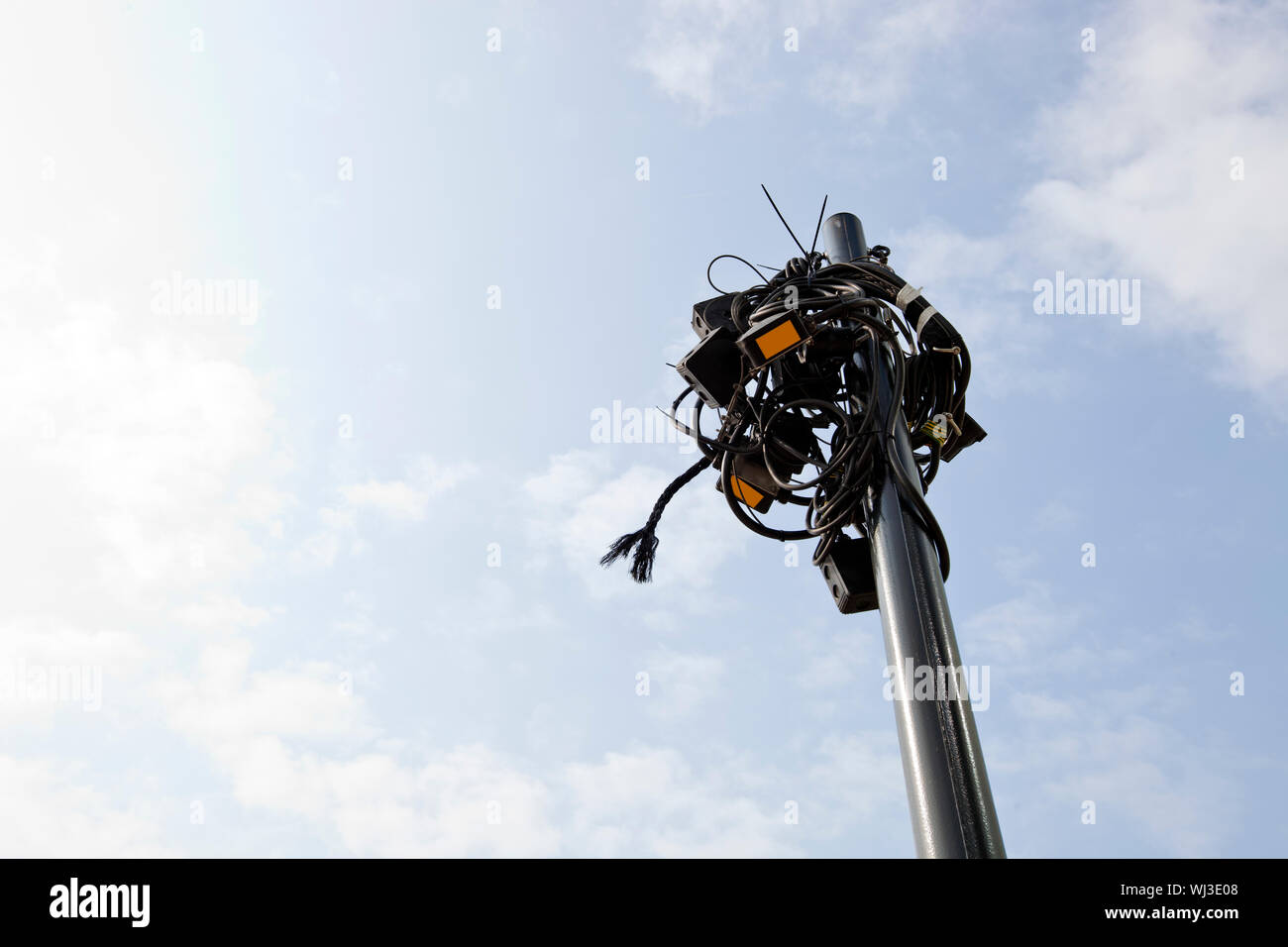 Wires on pole Stock Photo - Alamy