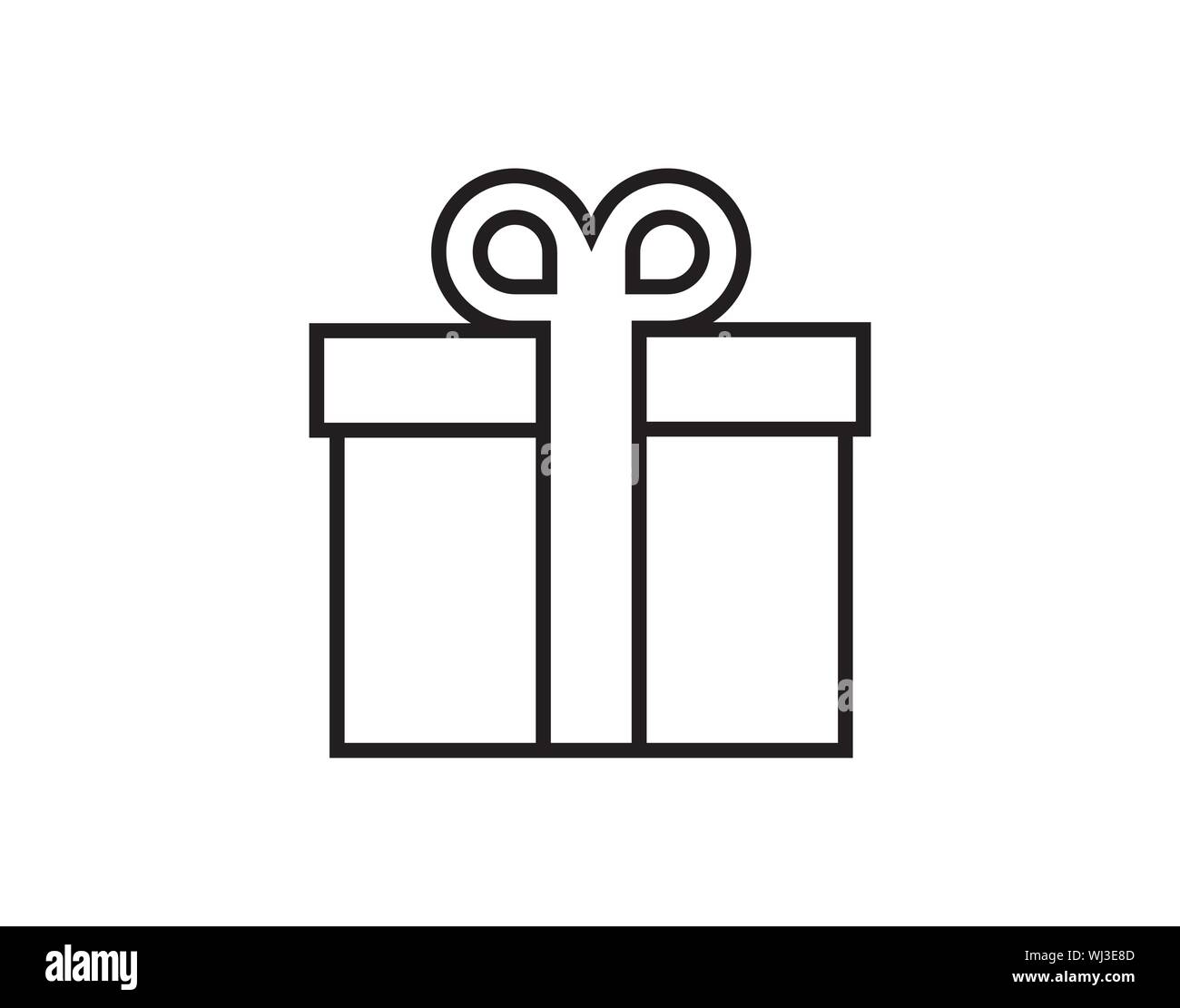 Outline gift box icon,linear style pictogram,present symbol isolated on ...