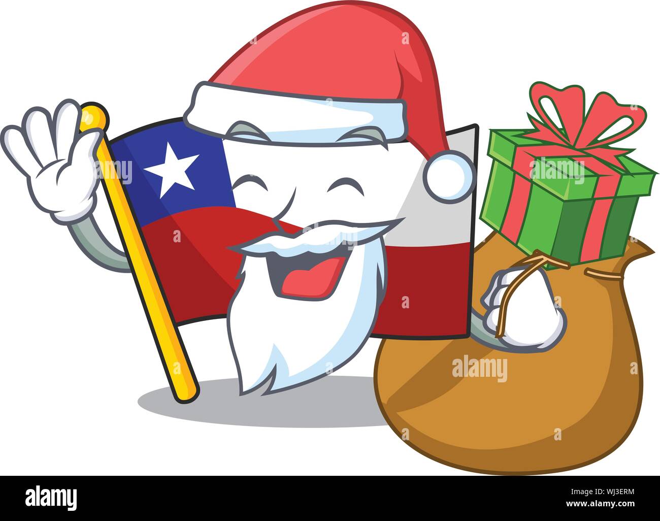 Santa with gift flag chile with in the character Stock Vector Image ...