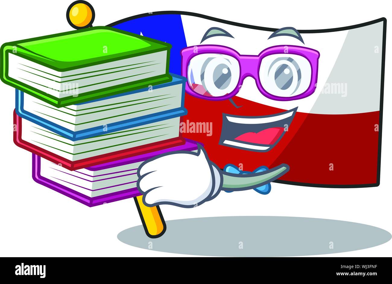 Student with book flag chile with in the character Stock Vector Image ...