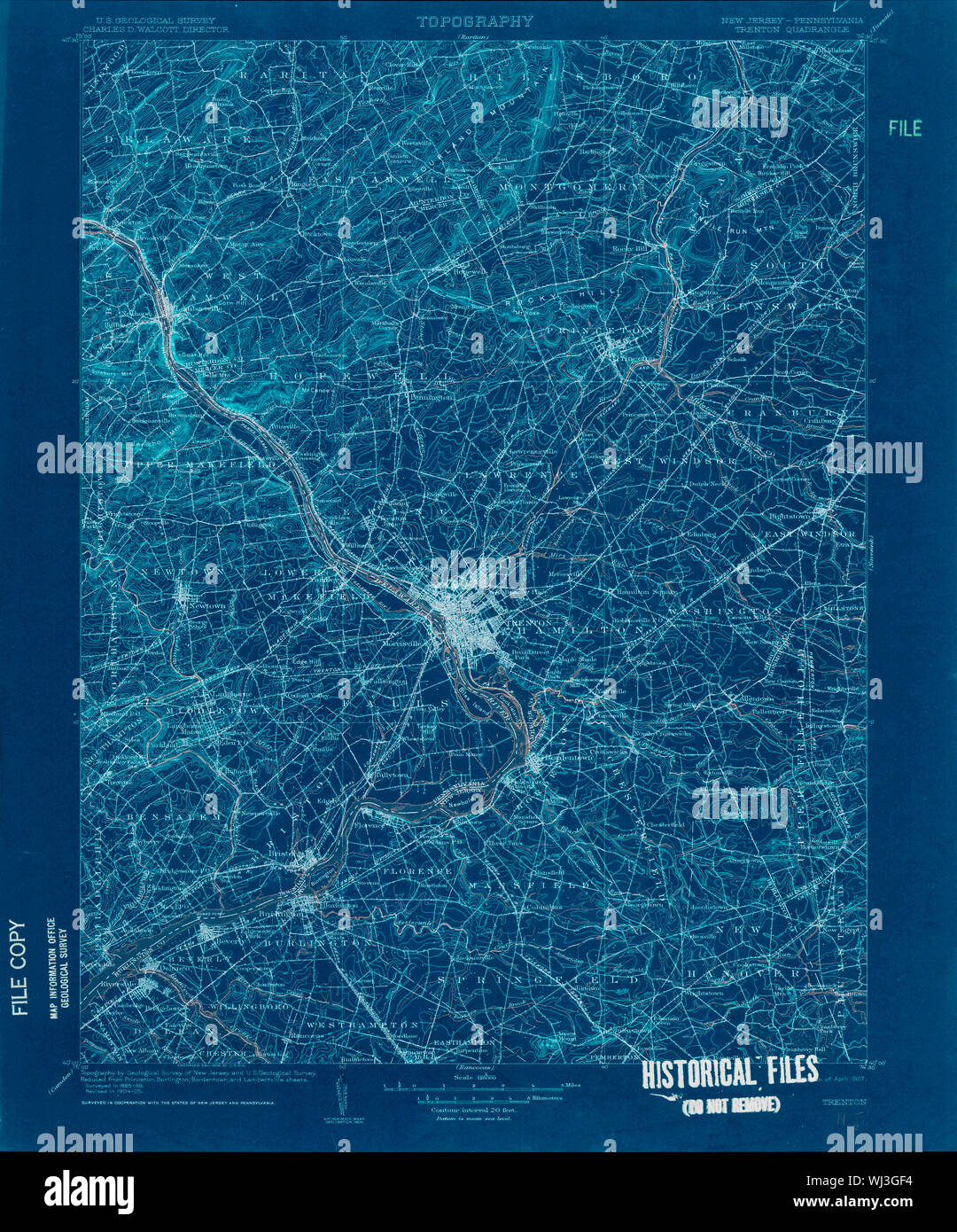 USGS TOPO Map New Jersey NJ Trenton 255450 1907 125000 Inverted ...