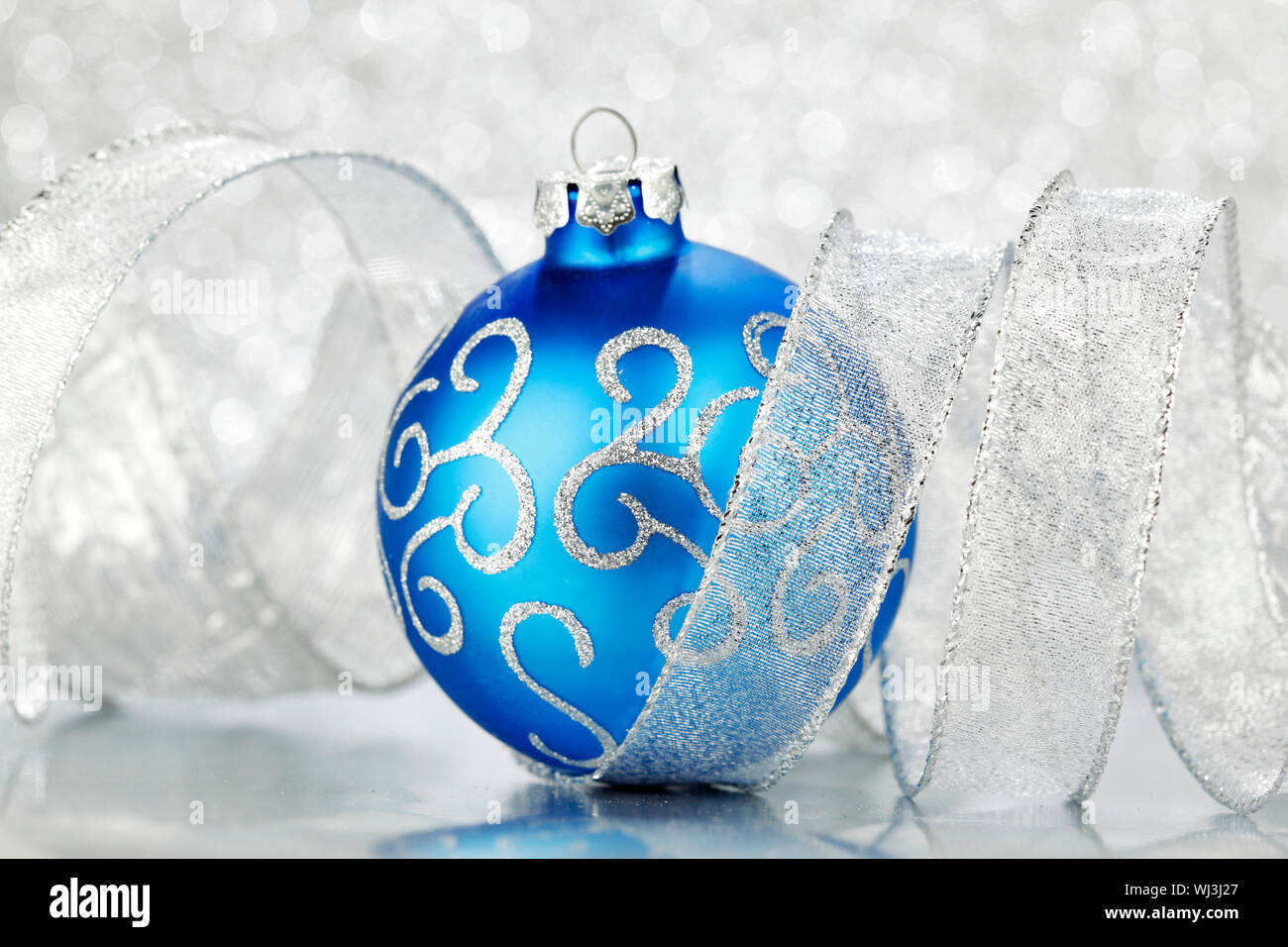 Christmas card with beautiful decoration on silver background Stock ...