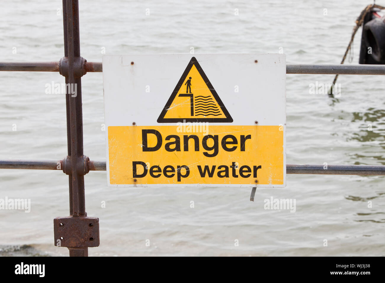 Danger deep water sign Stock Photo - Alamy