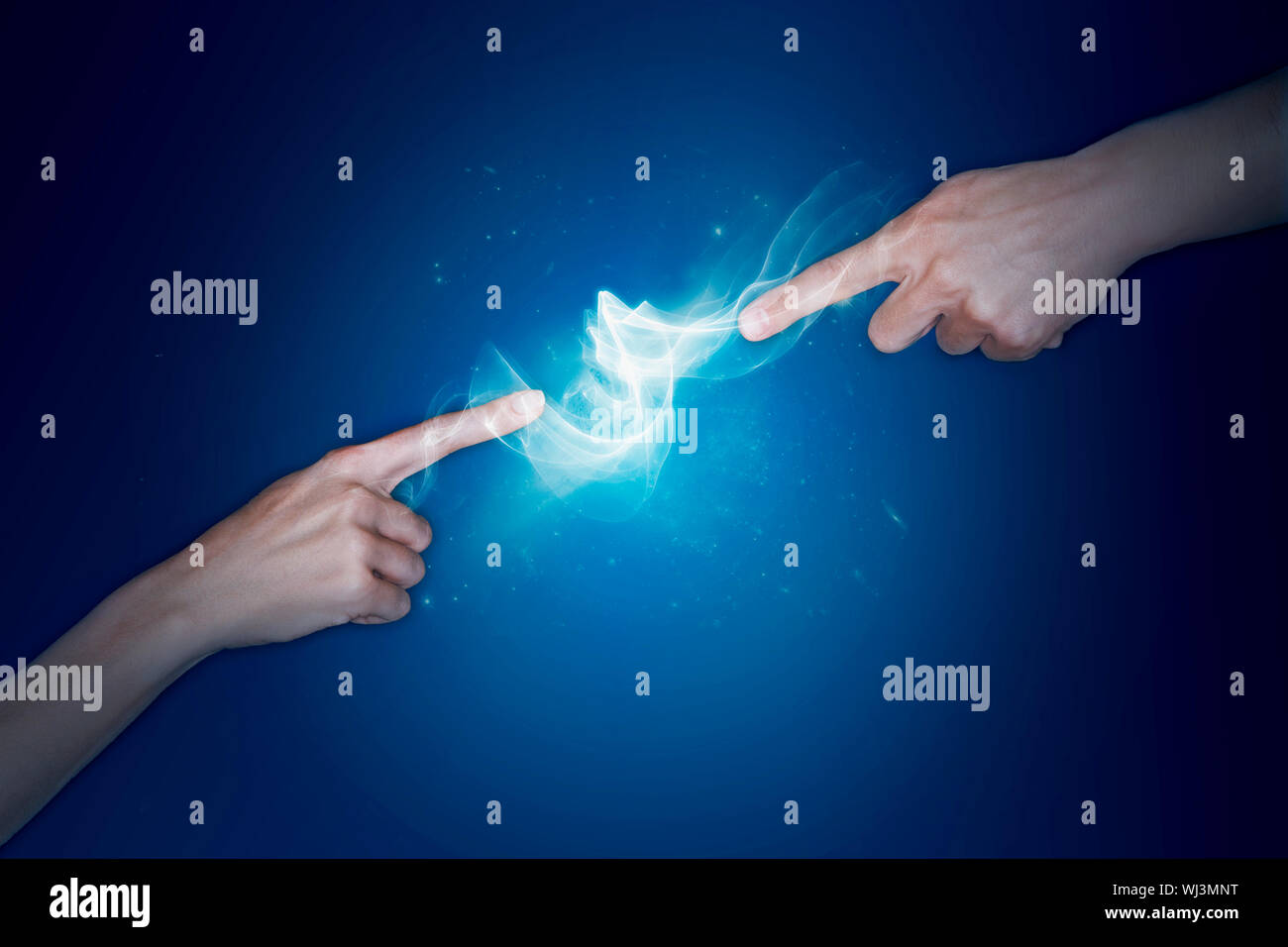 Two Fingers touching and creating electricity Stock Photo - Alamy