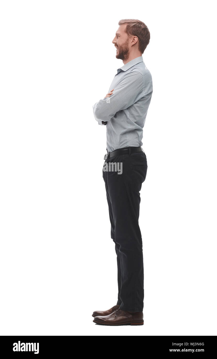 side view. modern business man .isolated on white Stock Photo - Alamy