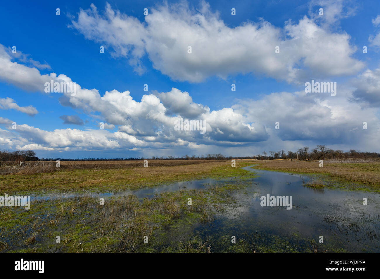 Rural landscapes, early spring. Korolevka village, Novomoskovsk ...