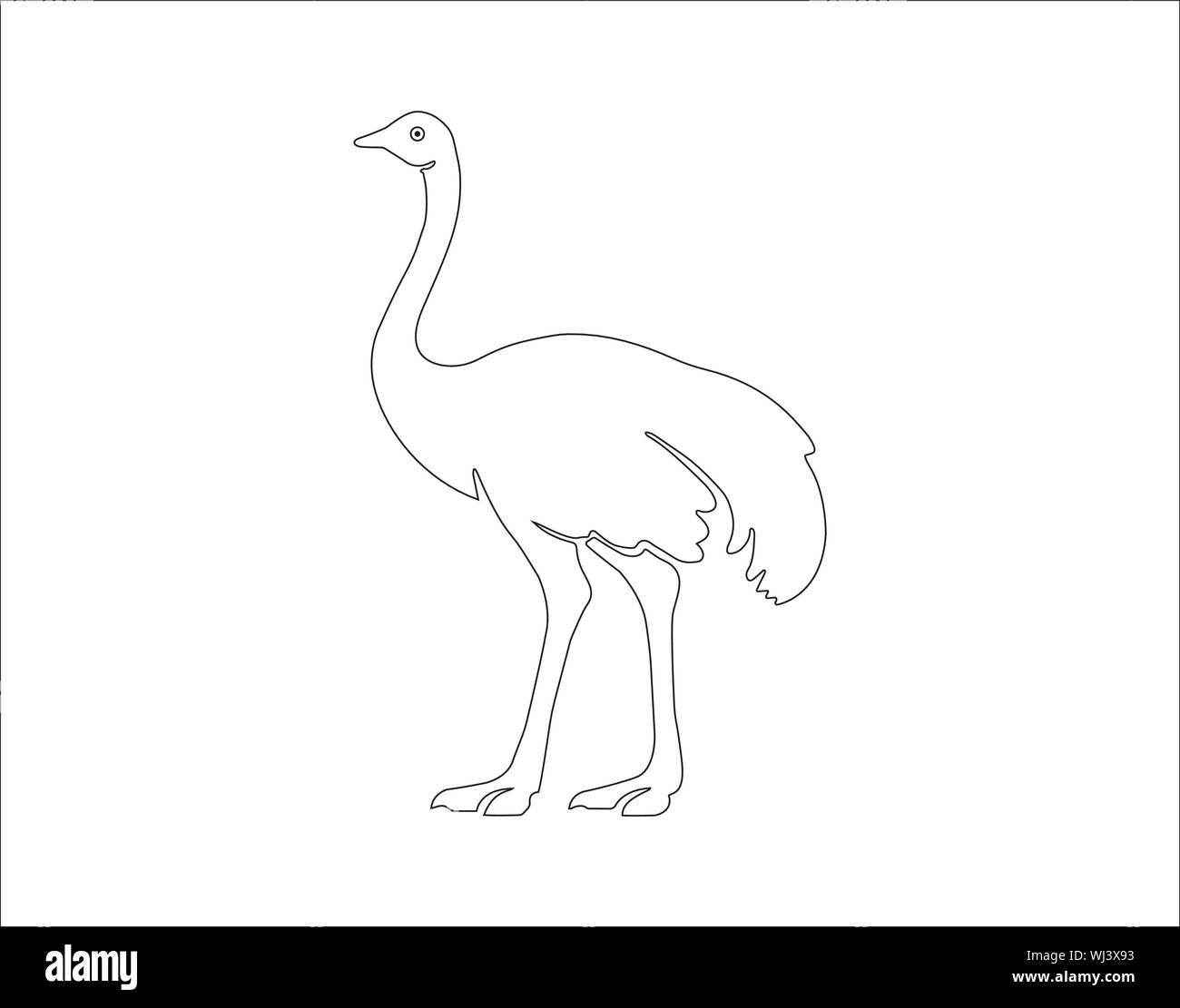 Ostrich icon in outline style isolated on white background. Bird symbol ...