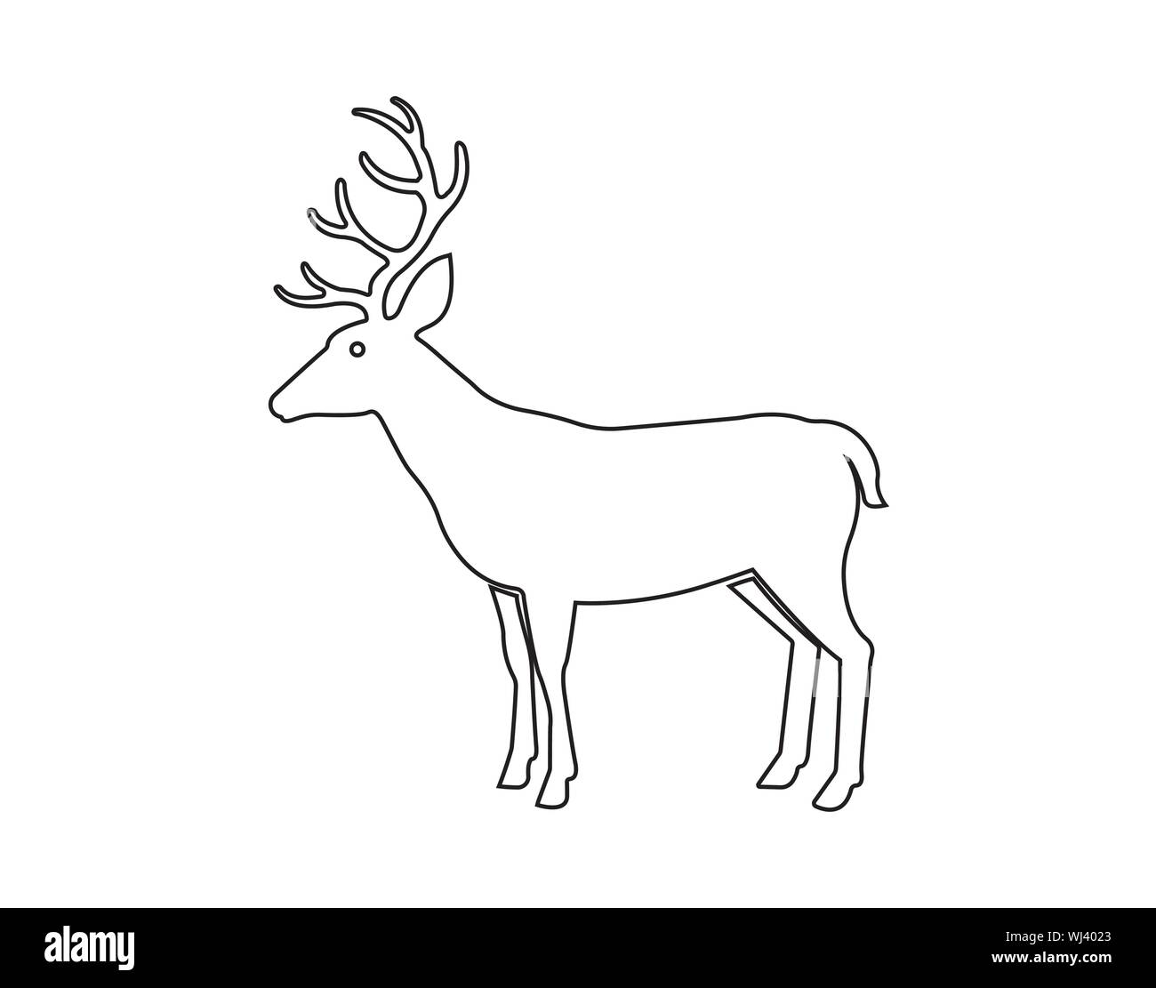 Vector flat black deer Black and White Stock Photos & Images - Alamy