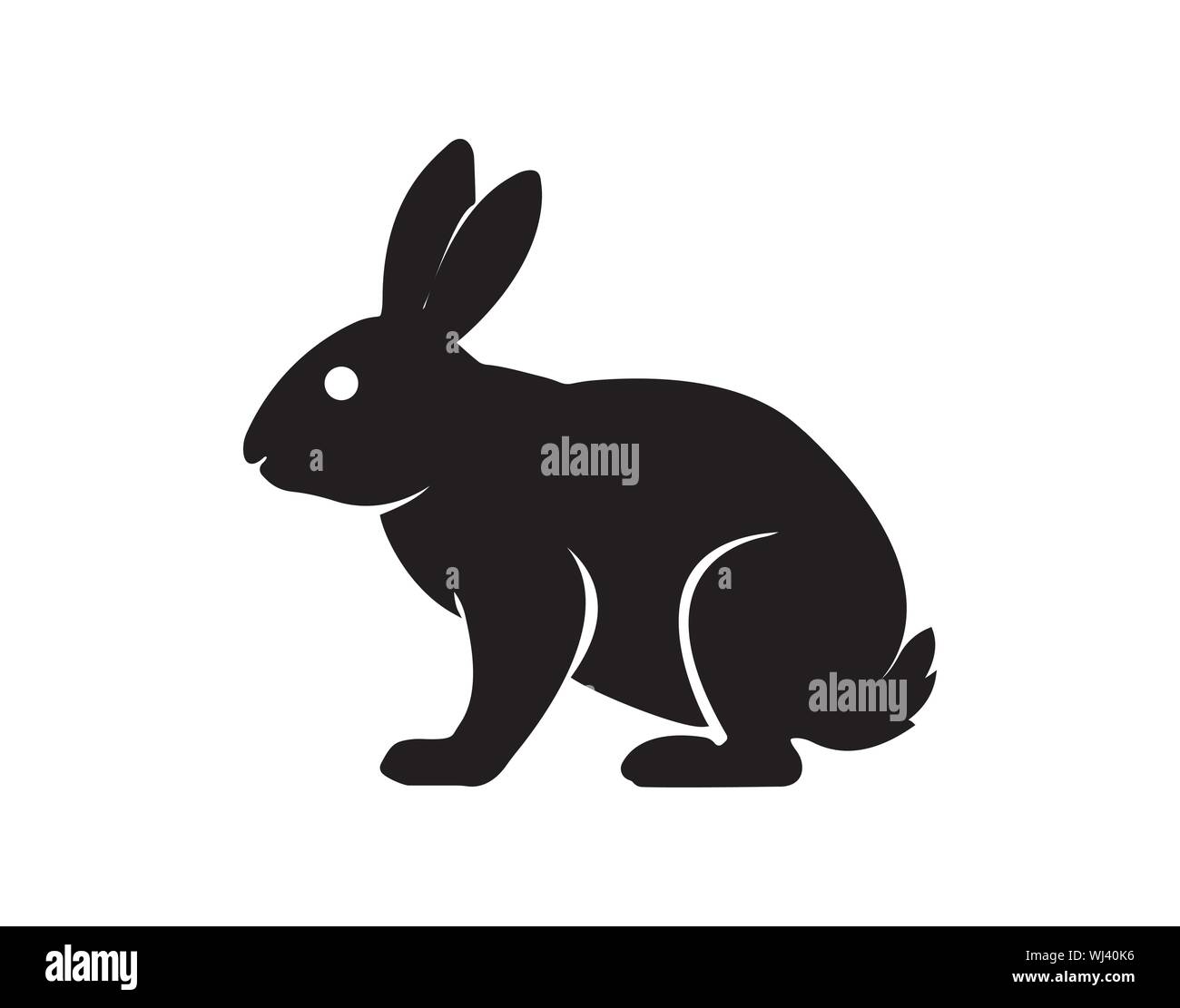 Vector flat black rabbit Cut Out Stock Images & Pictures - Alamy
