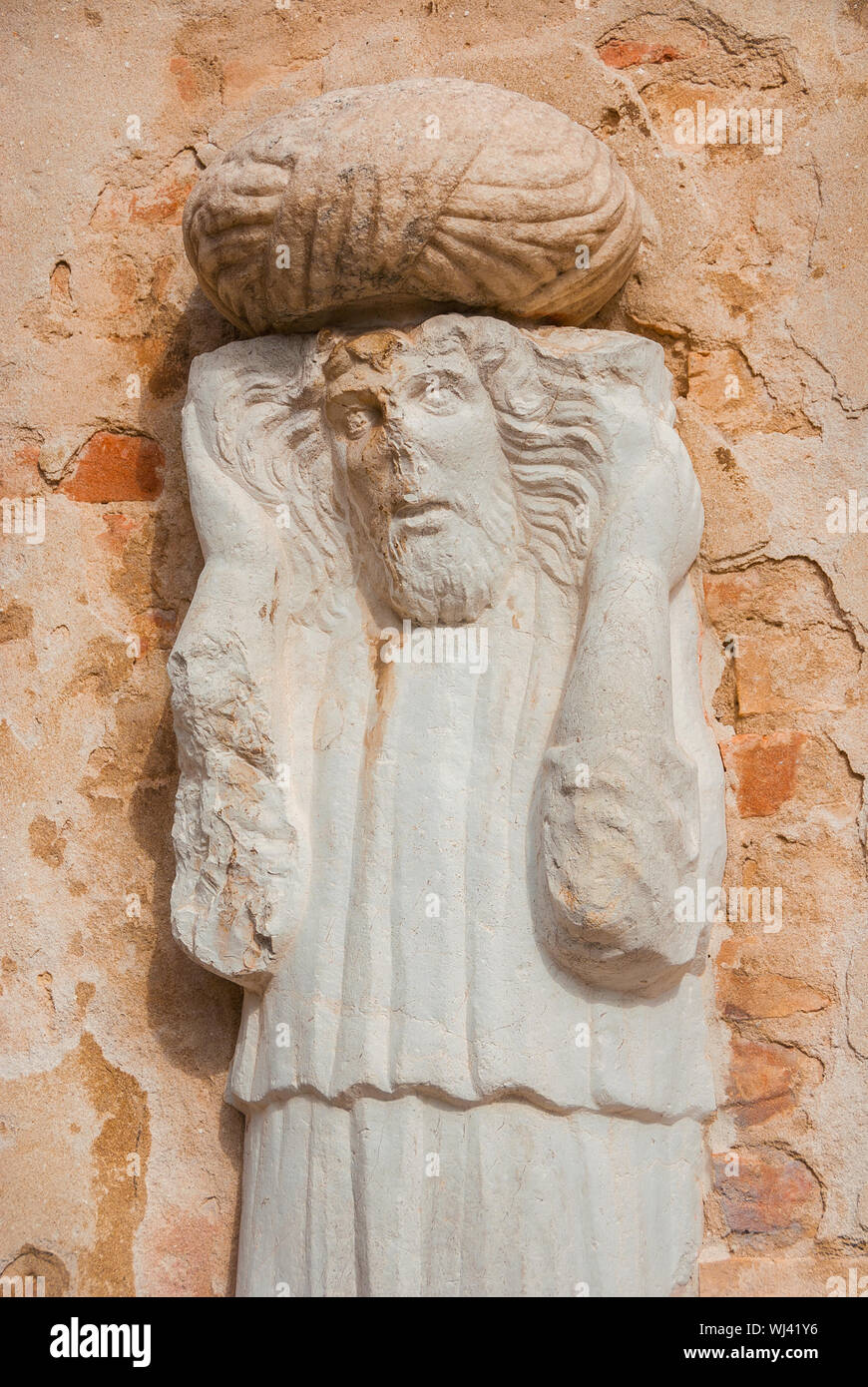 Moorish merchant with turban ancient medieval statue located in Campo ...