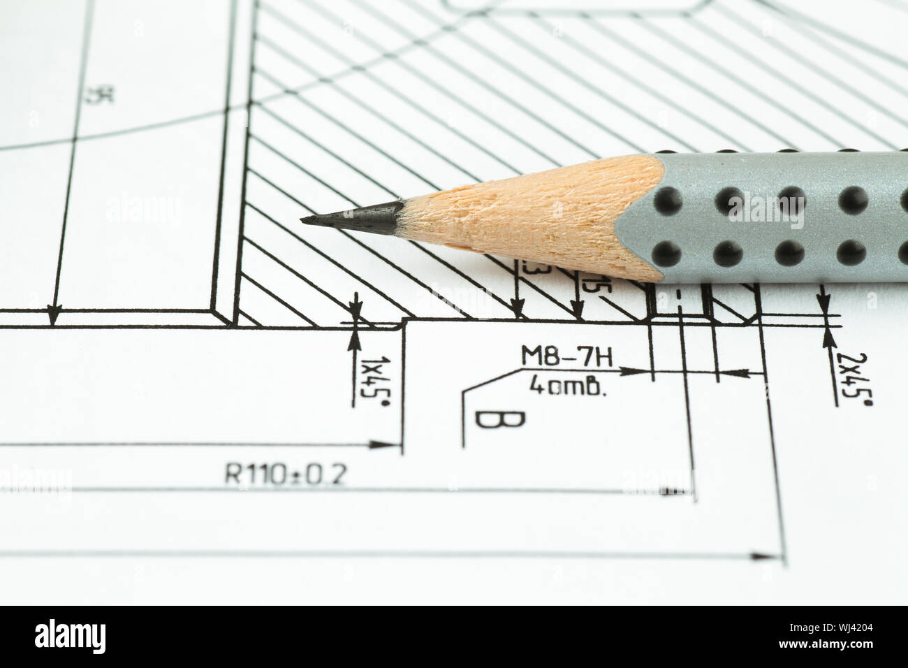 Closeup view of pencil on a graphic drawing Stock Photo - Alamy