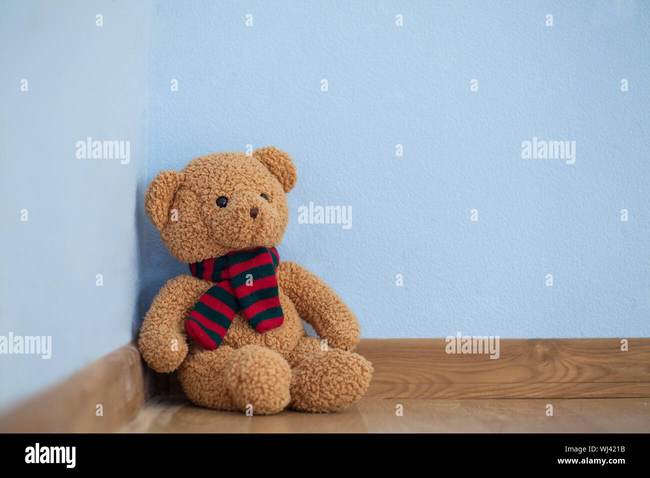 Single teddy bear on a floor in a child room Stock Photo - Alamy