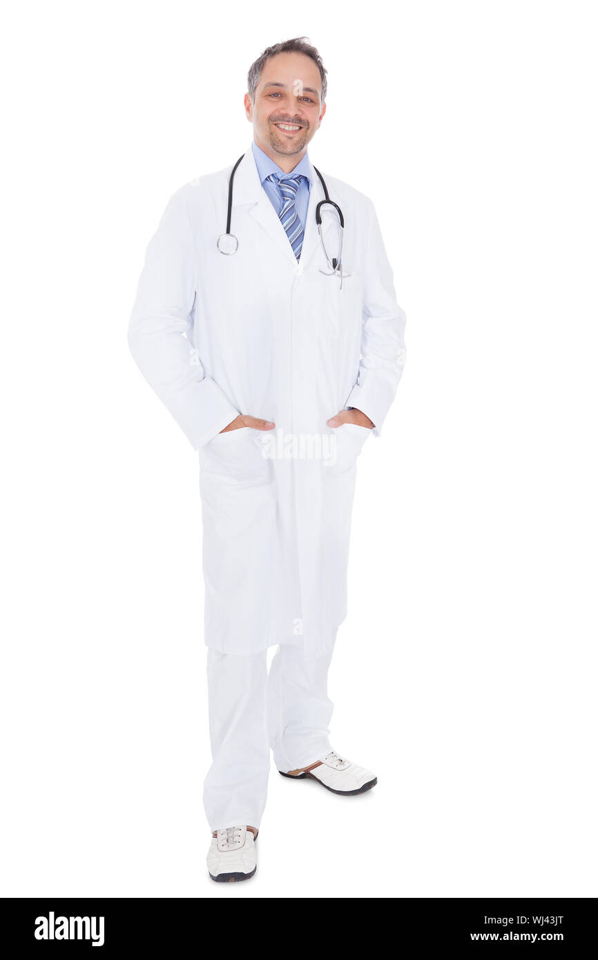Smiling medical doctor man with stethoscope. Isolated on white Stock ...