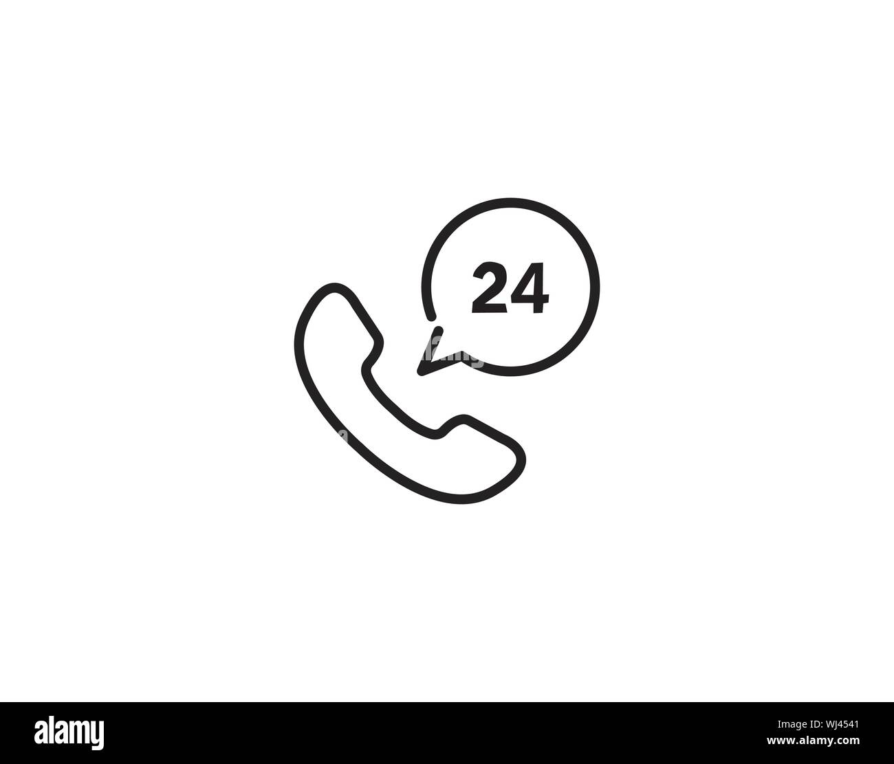 Call 24 7 line icon support service and website vector image Stock ...