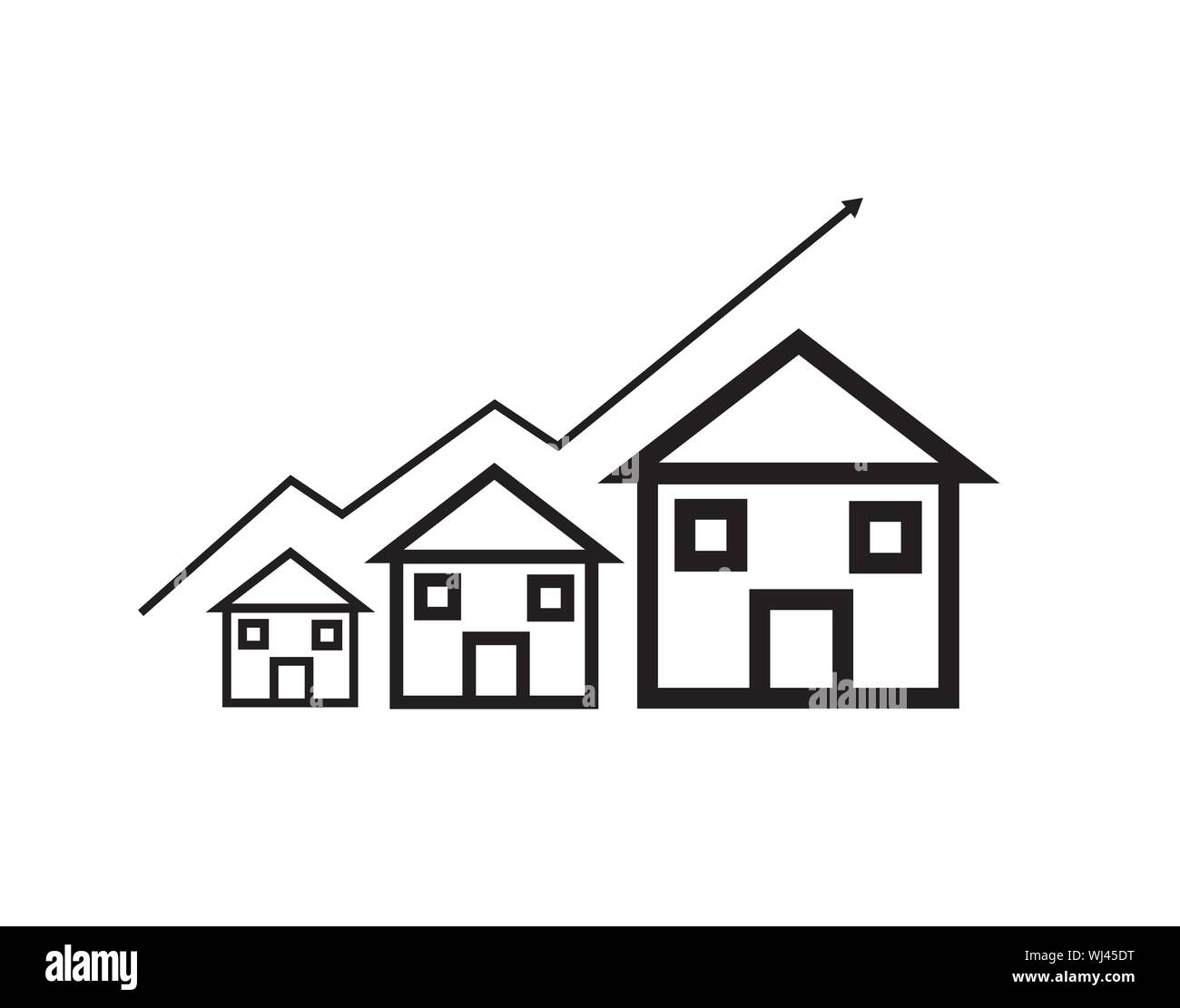 Residential Graph Increases thin line icon vector image Stock Vector ...