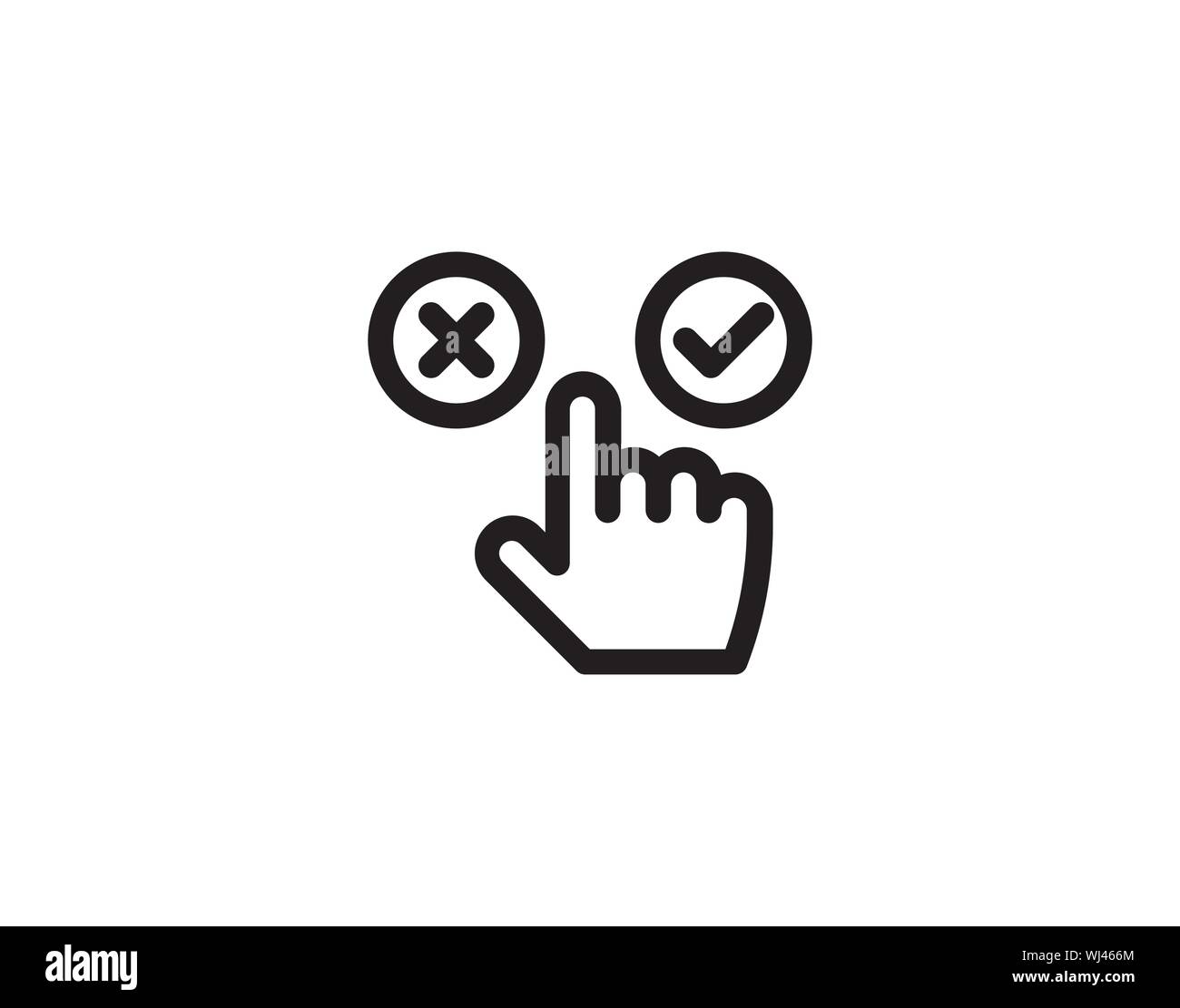 Choose concept. Business disagree. Cursor choose icon hand, yes and no ...