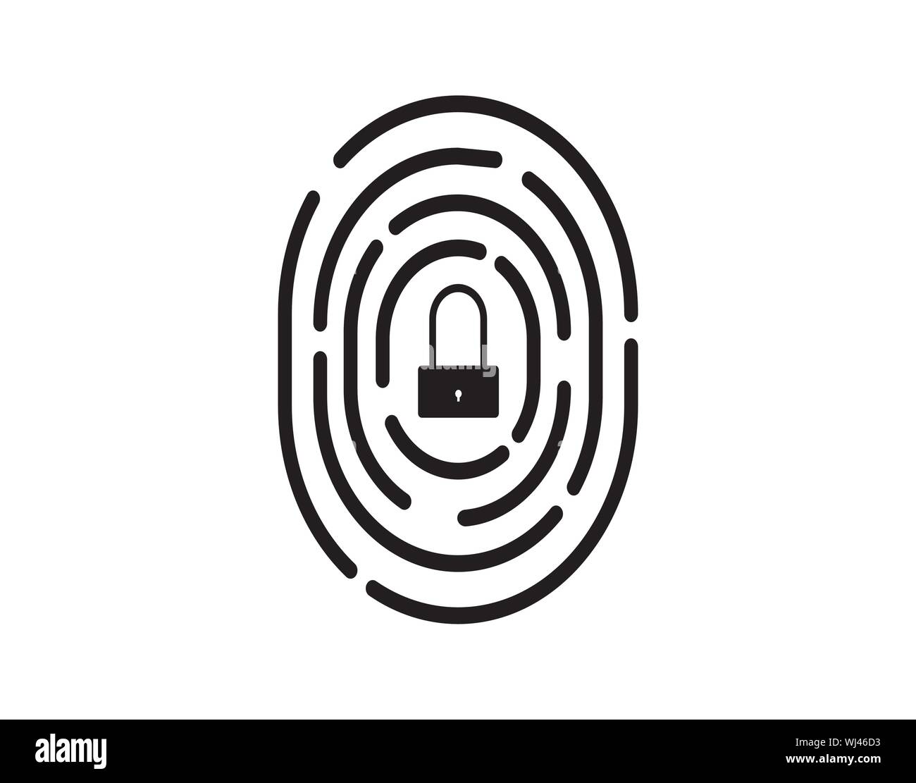 Fingerprint with lock cryptocurrency digital key vector image Stock ...