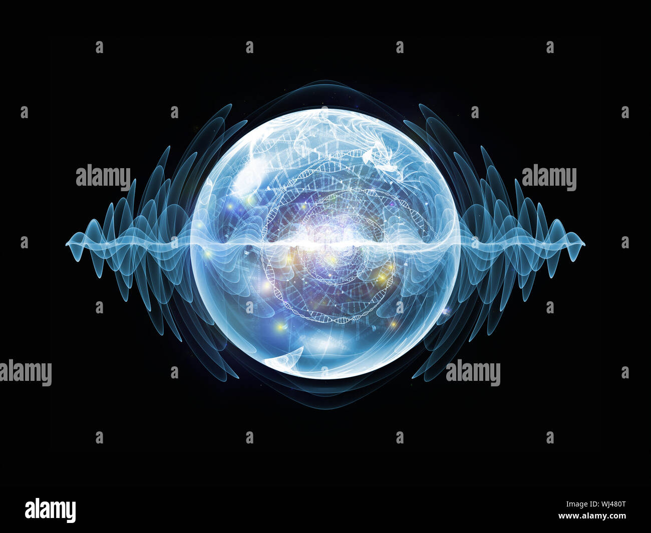 Wave Particle series. Design made of fractal spherical patterns and ...