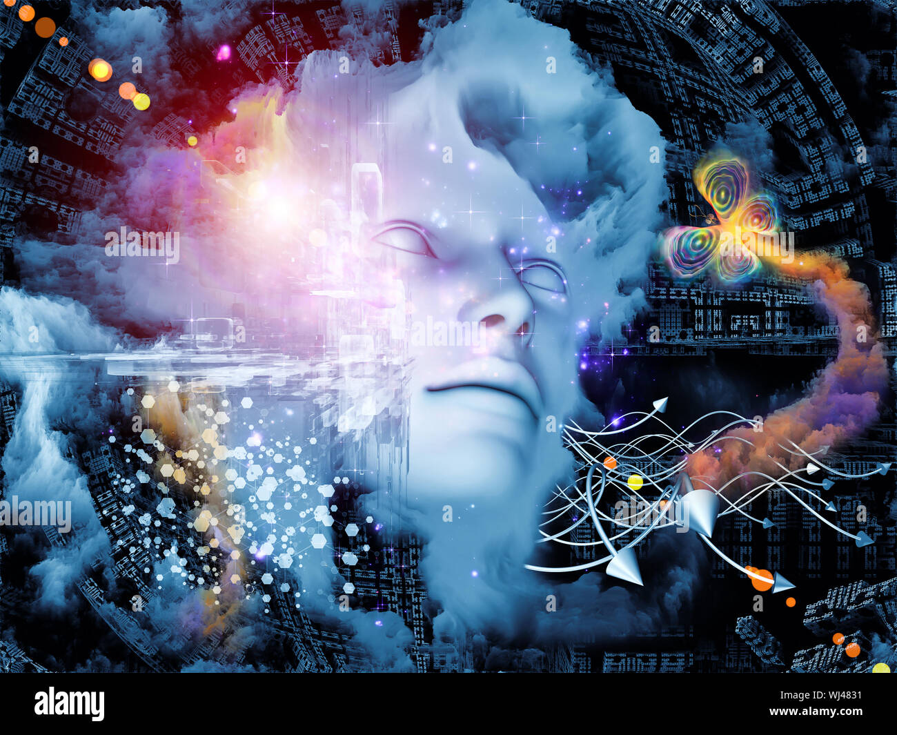 Beyond Human series. Collage of human, geometric and natural forms on ...